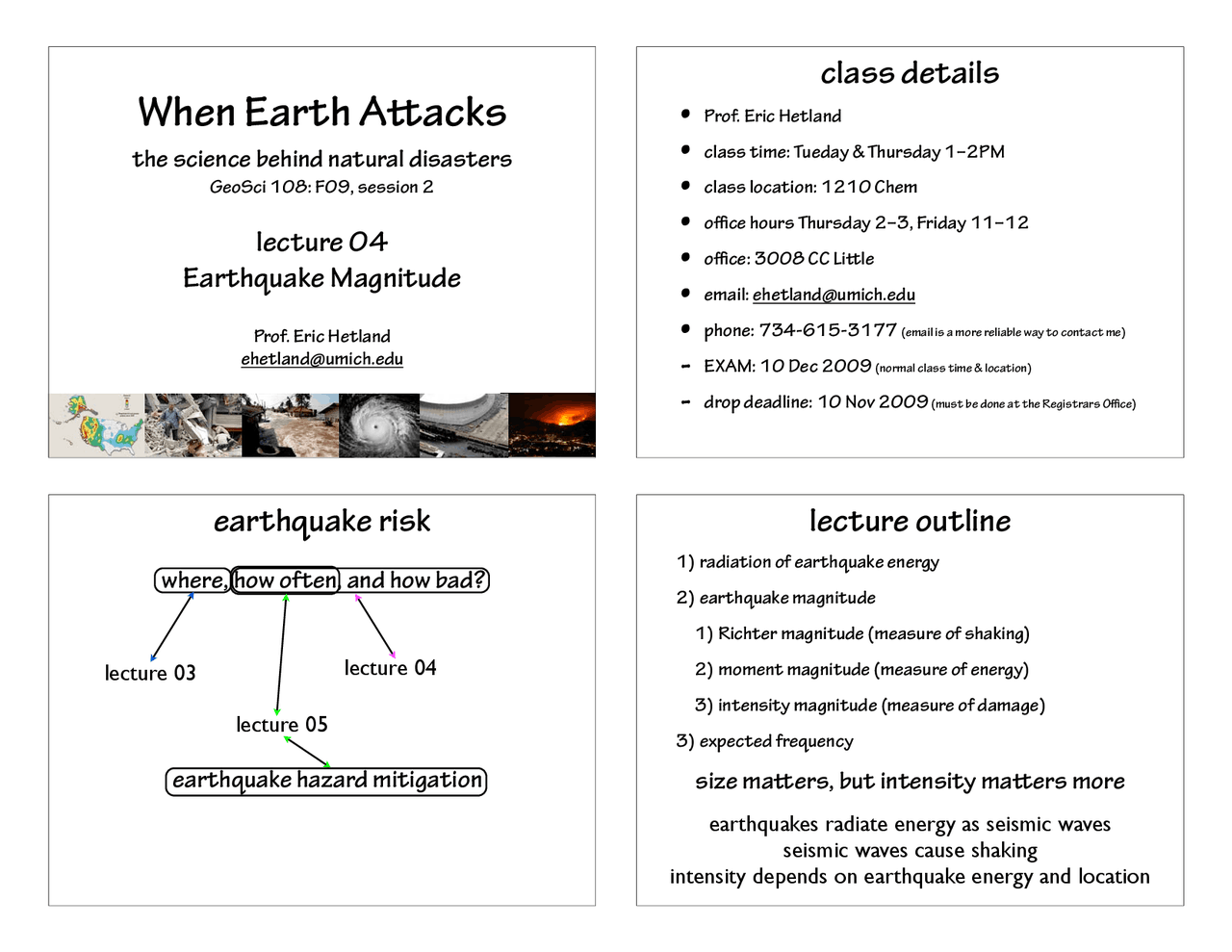 Earthquake Magnitude Lecture Slides Geosci 108 Docsity