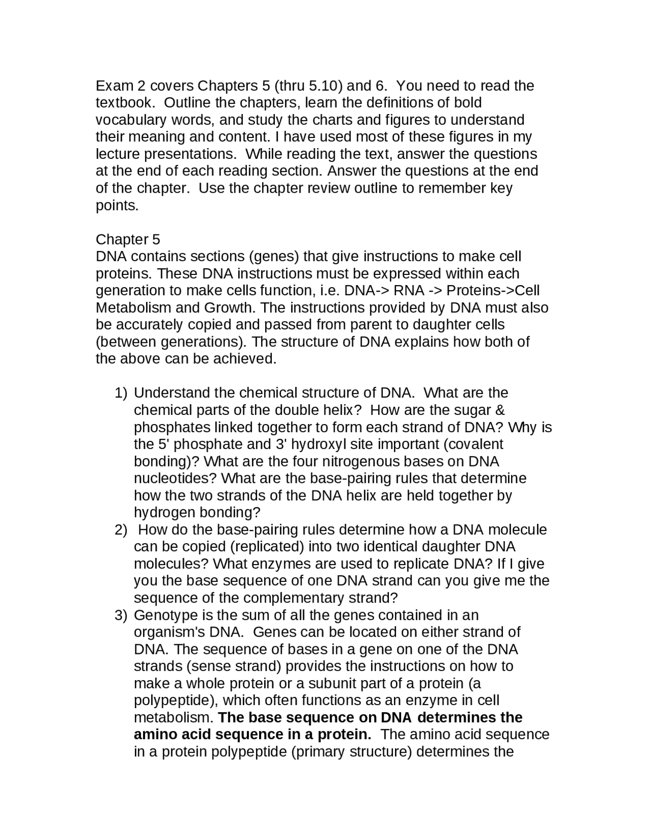 General Biology - Exam 2 Study Guide | BIOL 101 - Docsity