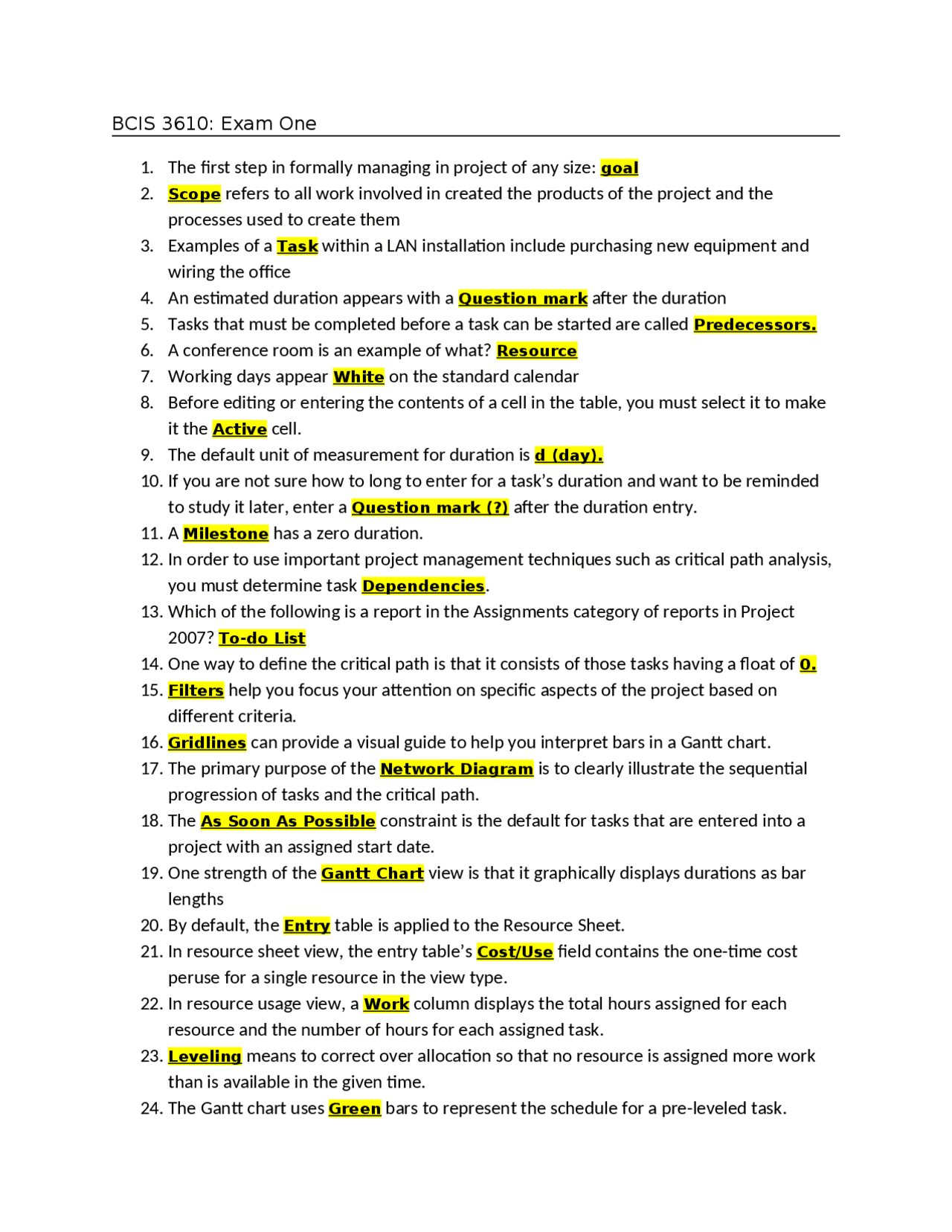 100 Questions Test On Basic Information Systems With Answers Bcis