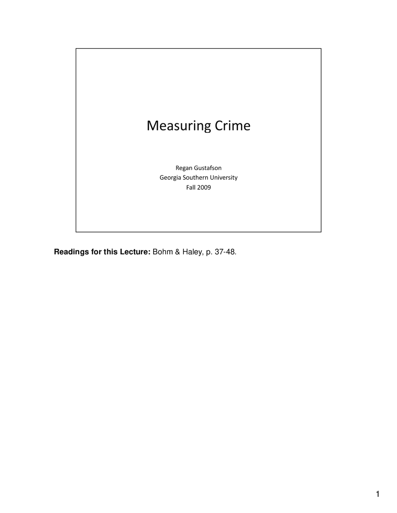 Measuring Crime in Introduction to Criminal Justice - Lecture Slides ...