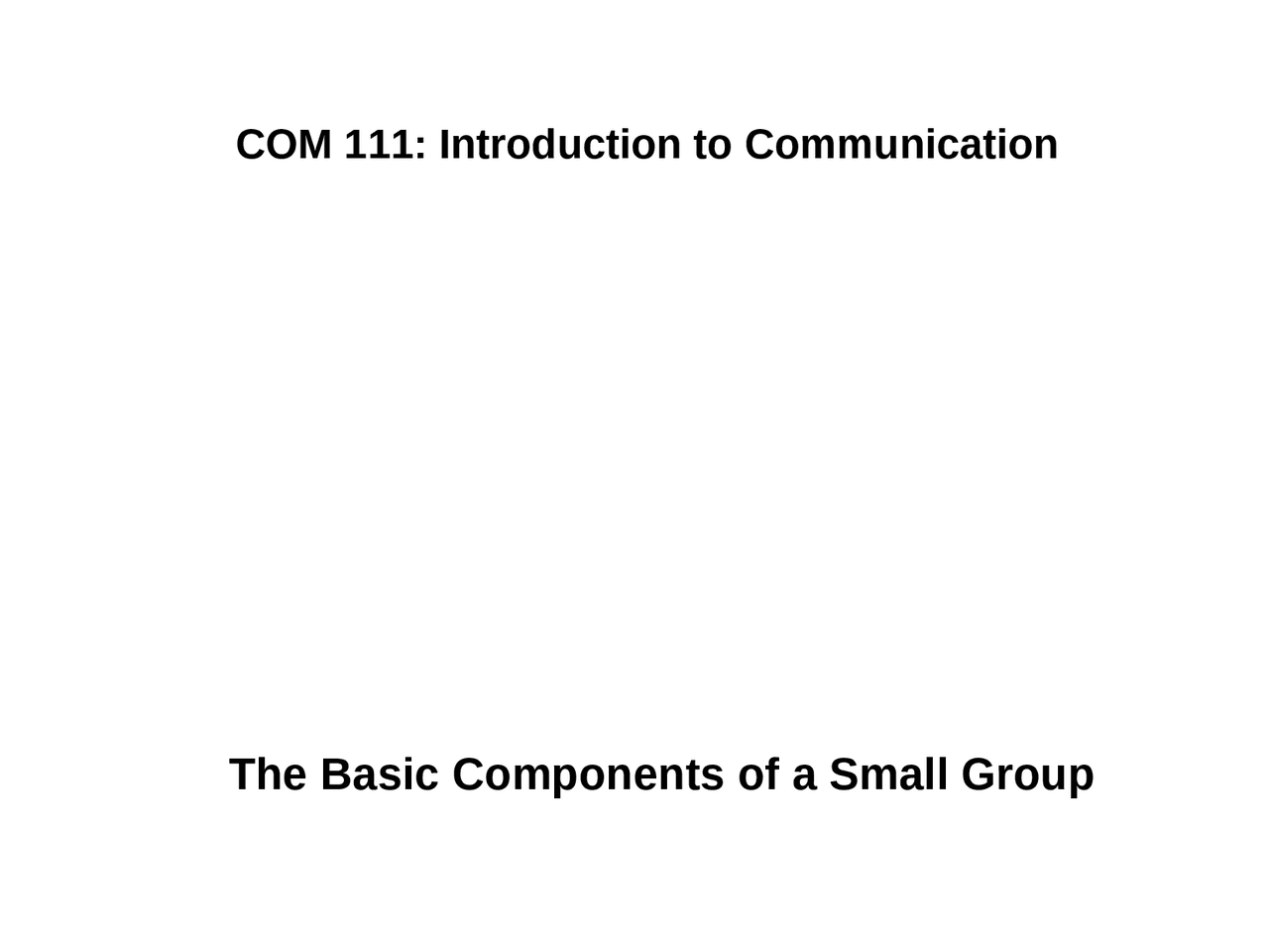 The Basic Components of a Small Group - Introduction to Communication ...