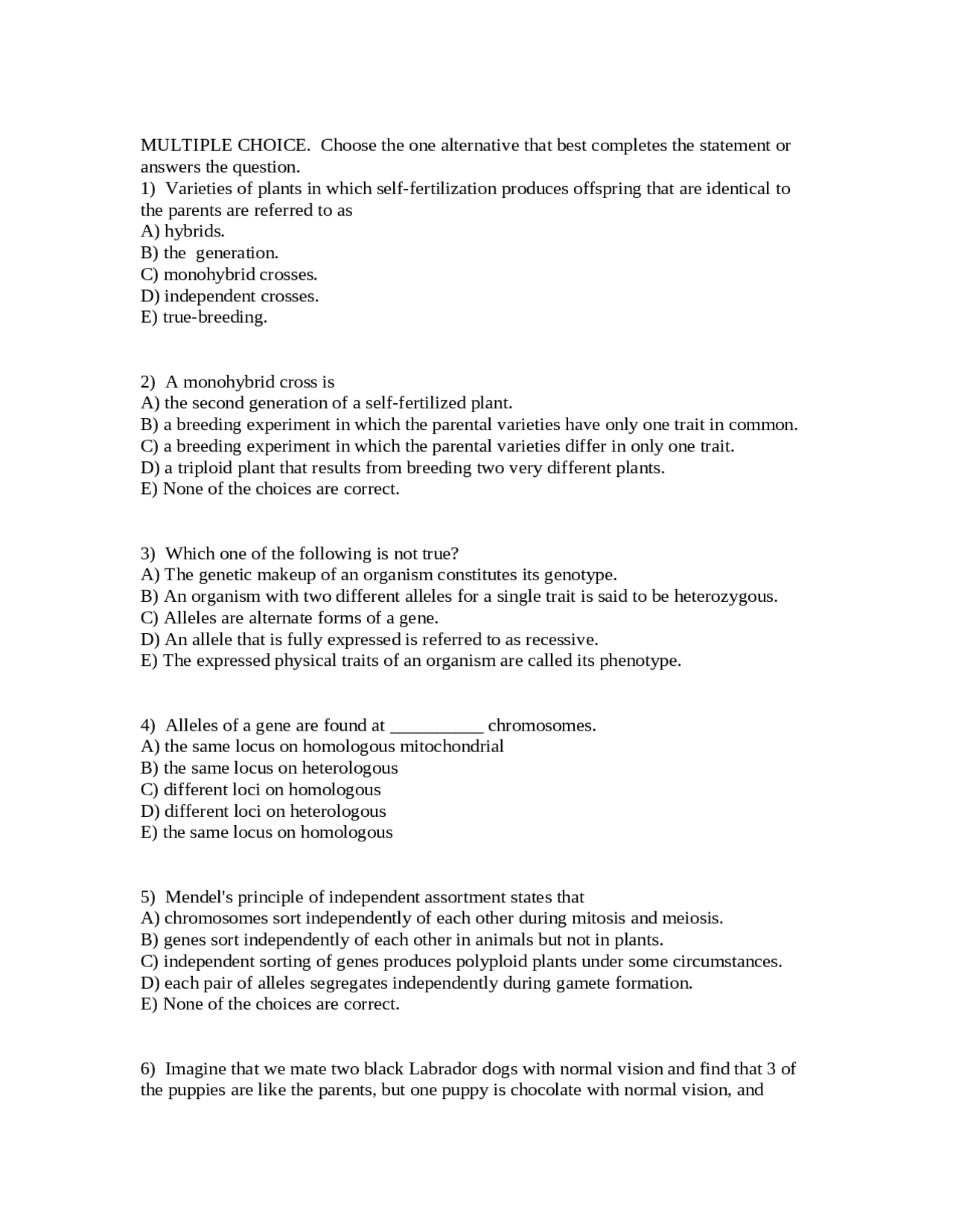 General Biology - Practice Questions for Exam 4 | BIOL 101 | Exams ...