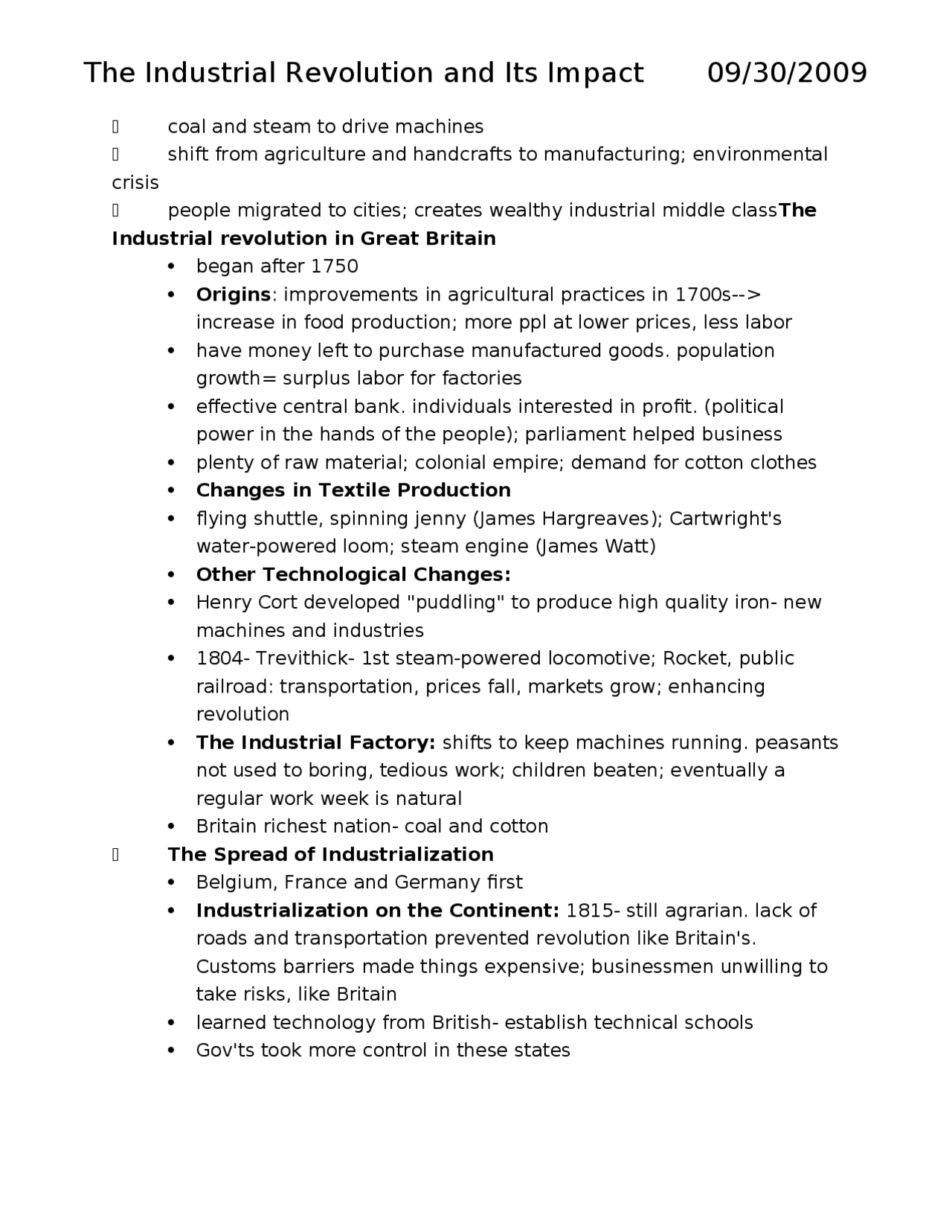 Outline Course for The Industrial Revolution and its Impact | HIST 131 ...