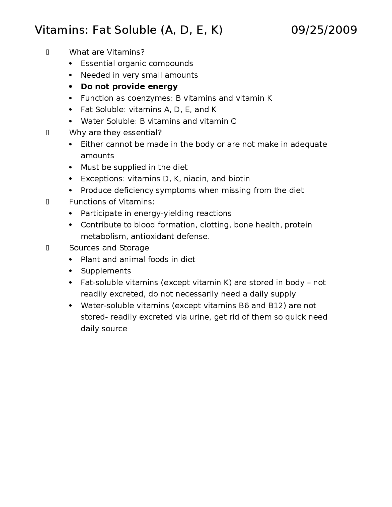 Vitamins Fat Soluble Adek Lecture Notes Nutrs 1034 Docsity