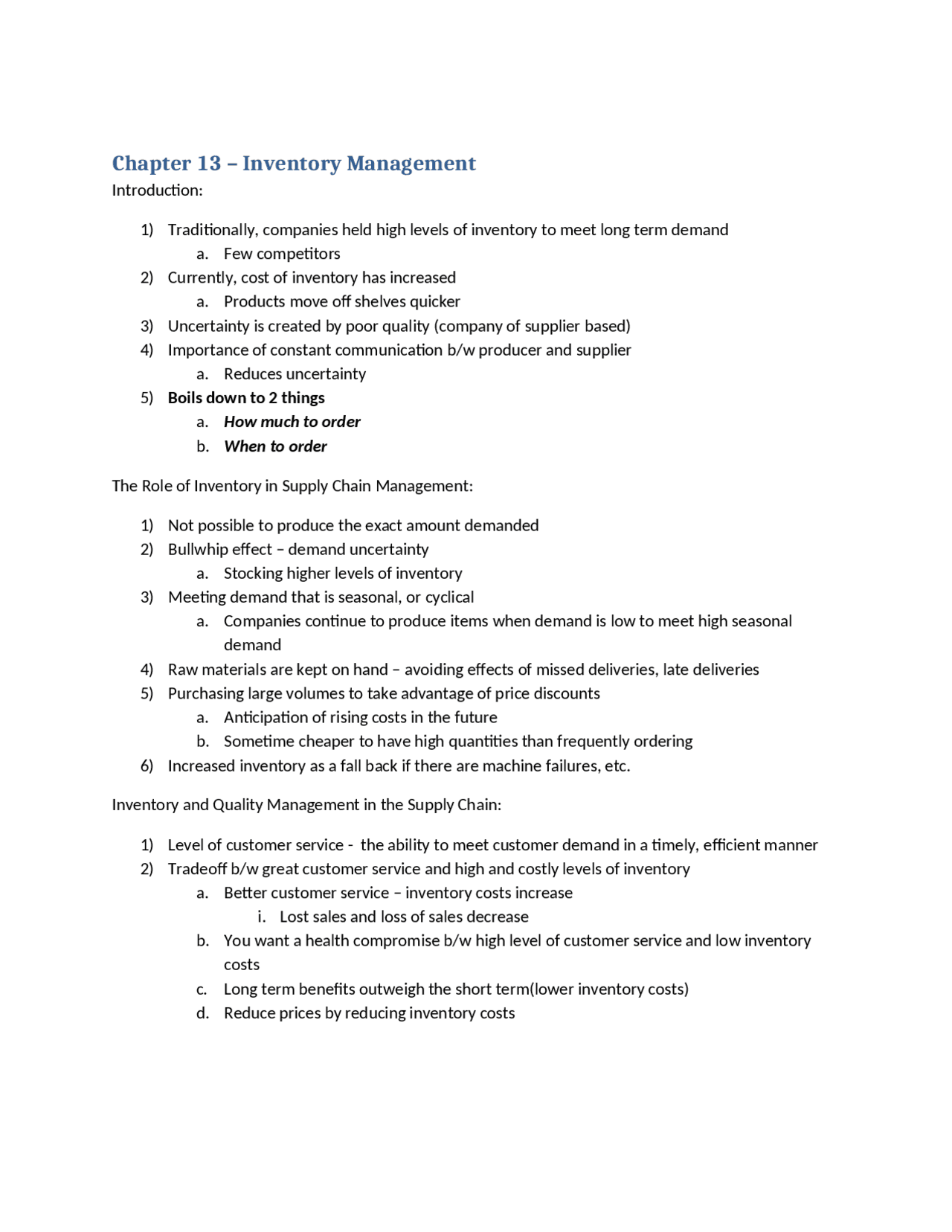 Inventory Management - Operations and Supply Chain Management | BIT 3414 - Docsity
