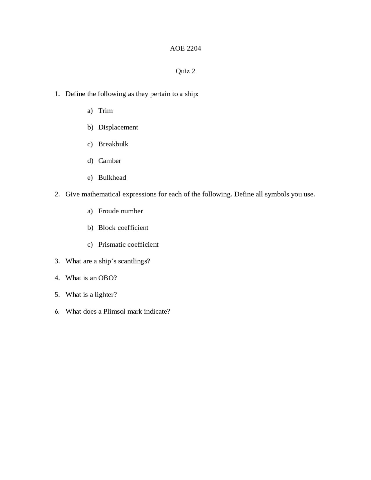 Ships Scantlings Plimsoll Mark Quiz 2 Introduction To Ocean