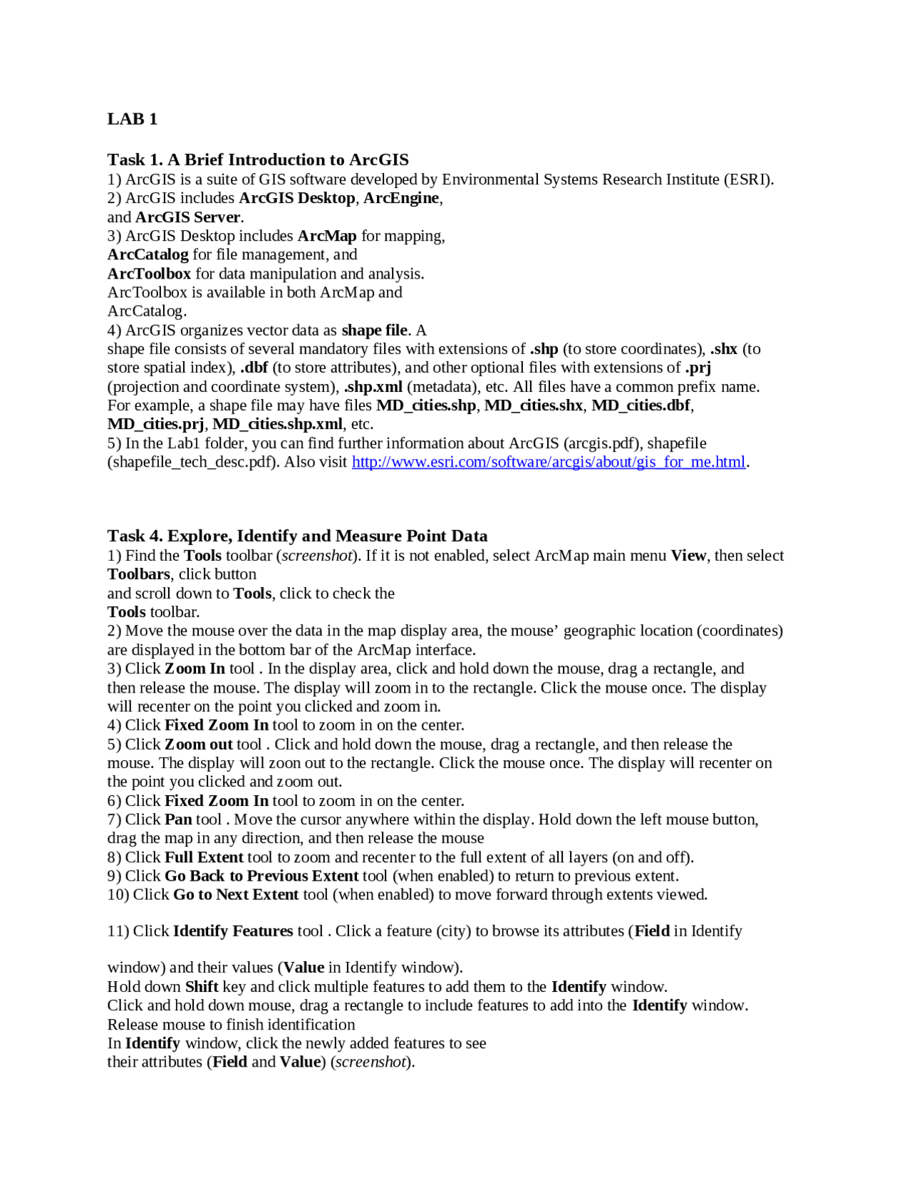 Laboratory 1 - Geographic Information Systems | GEOG 373 - Docsity
