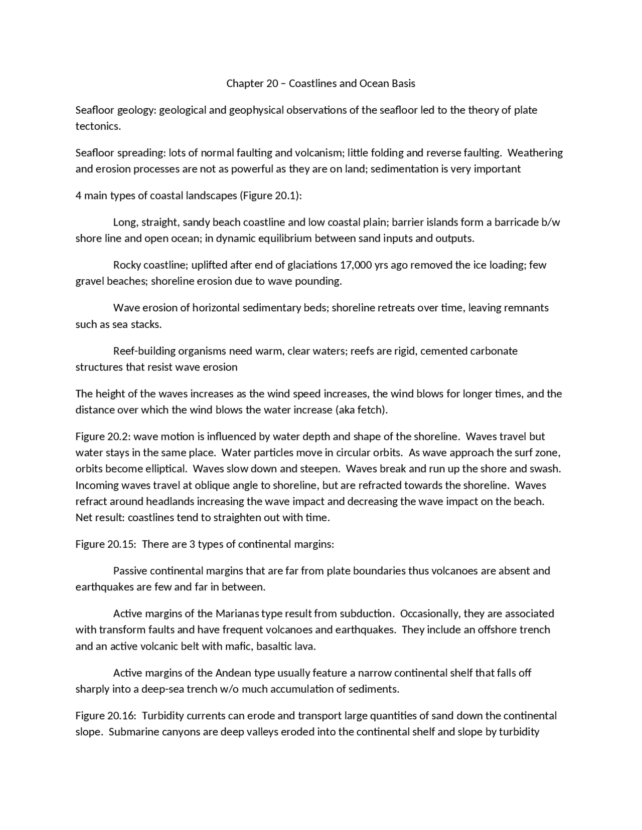 Coastlines And Ocean Basins Lecture Notes Geol 101 Docsity