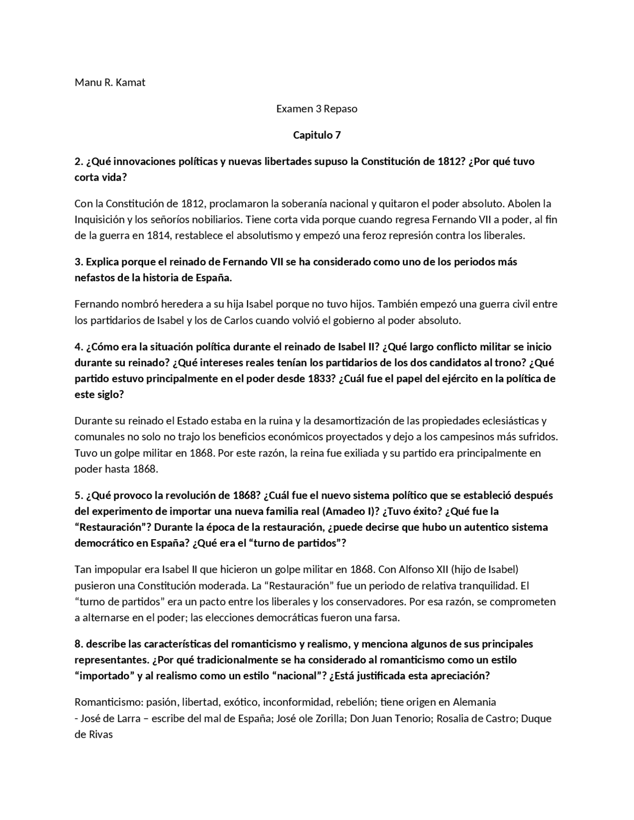 Examen 3 Repaso 2 Capitulo Outline | SPAN 3073 | Exams Spanish Language ...