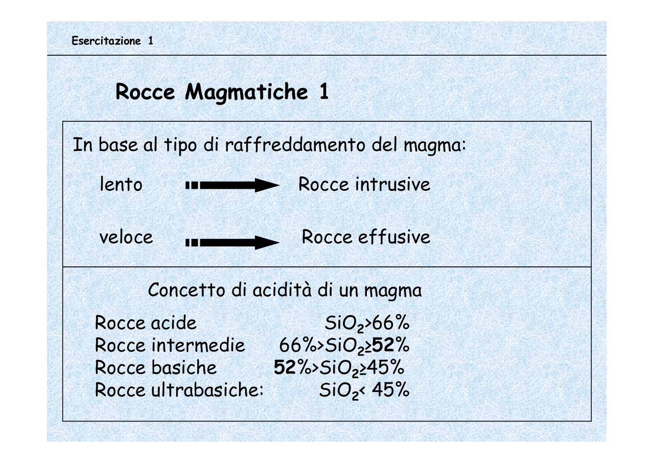 Mineralogia Applicata Rocce Magmatiche Docsity