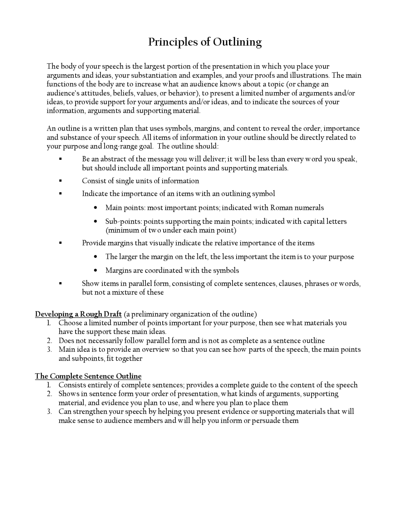 Principles of Outlining, Developing a Rough Draft, The Complete ...