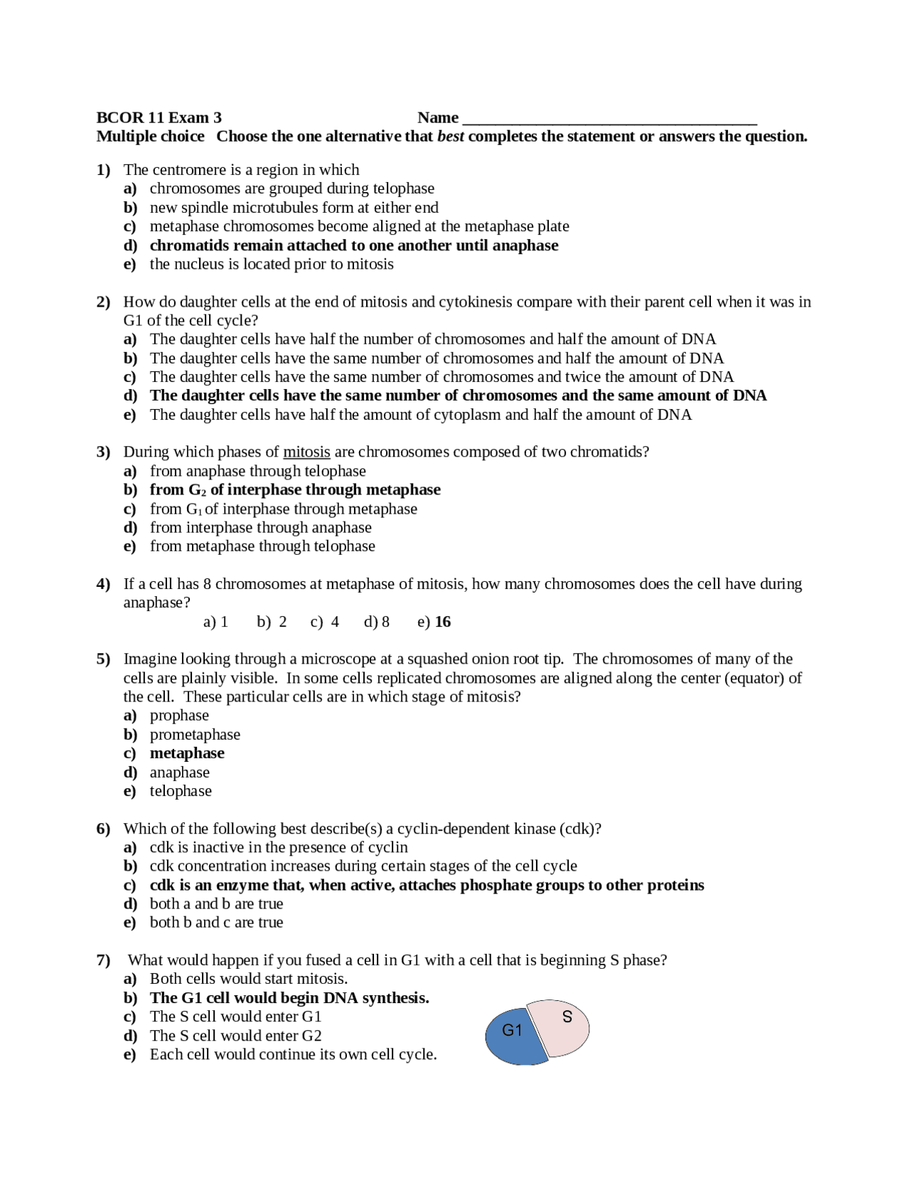 Exam 3 With Answer Key Exploring Biology Bcor 011 Docsity