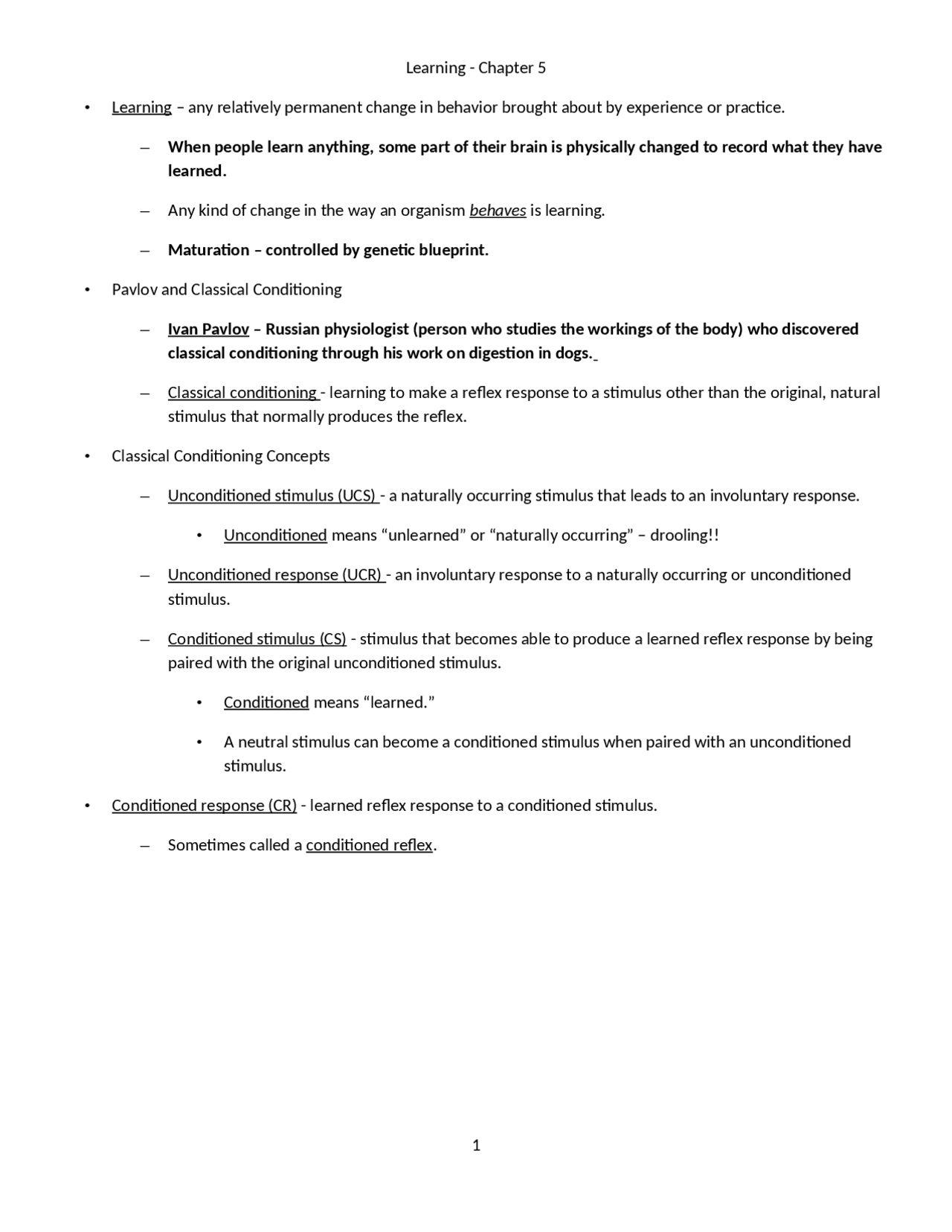 Notes On Learning Introduction To Psychology Psy 101 Docsity