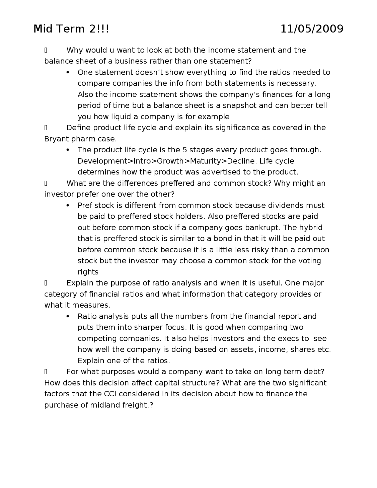 Introduction To Business Exam 2 With Answers Bcor 1010 Docsity