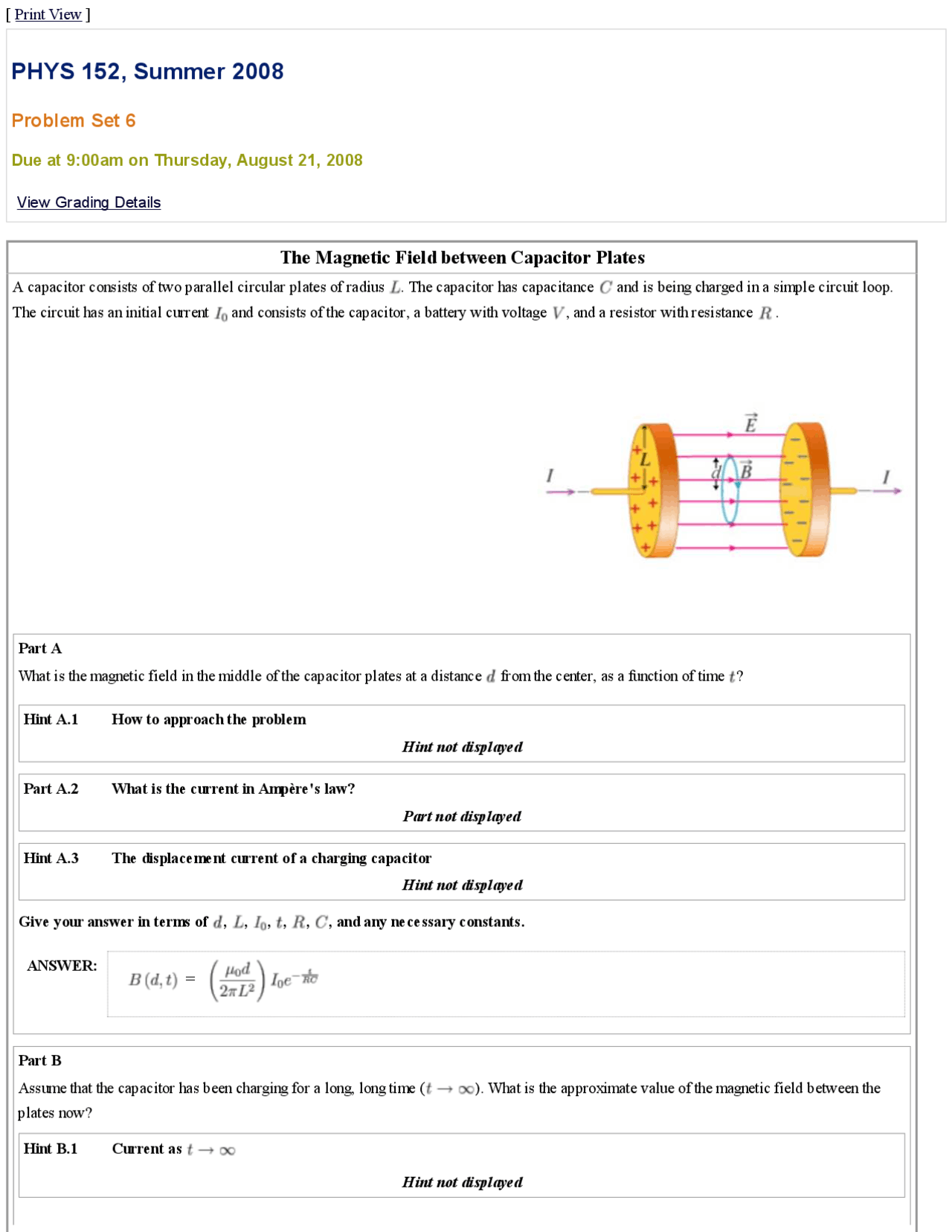 Problem Set 6 Electricity And Magnetism Phys 152 Docsity