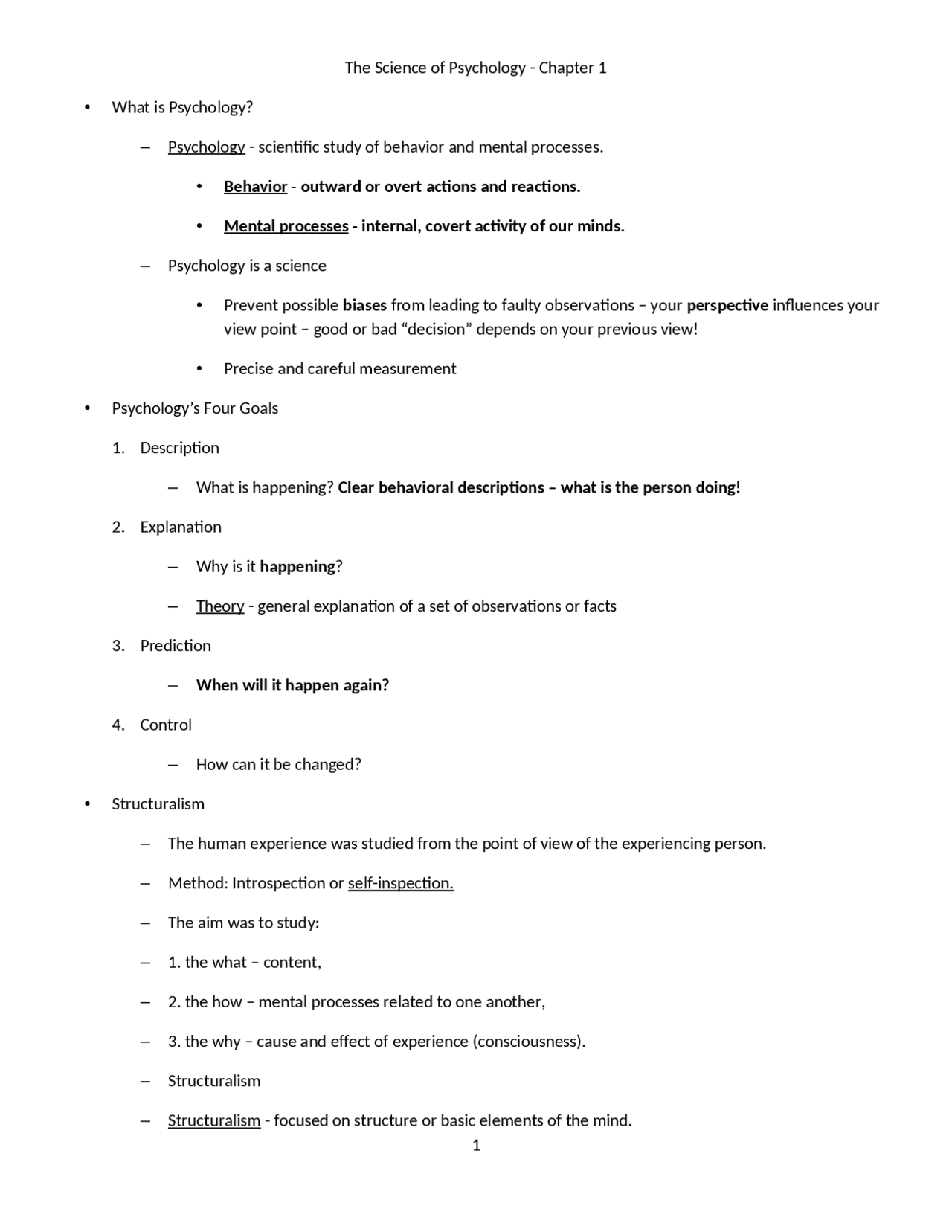 The Science Of Psychology Lecture Notes Psy 101 Docsity