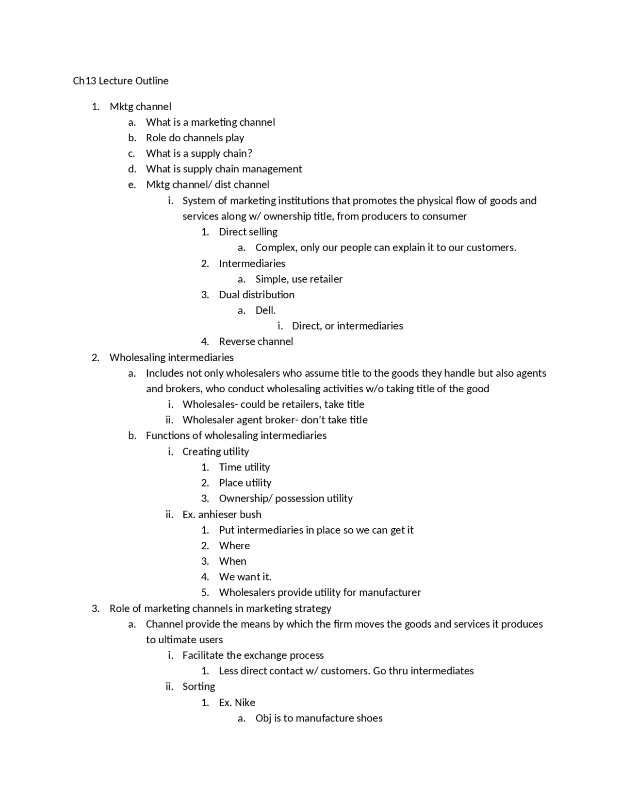Introduction Of Principles Of Marketing Lecture Notes Mktg 300