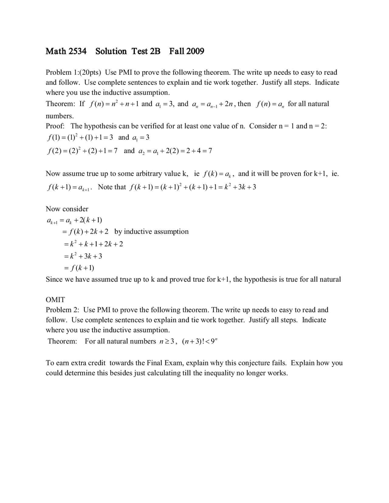 Test 2b With Solutions Introduction To Discrete Mathematics Math