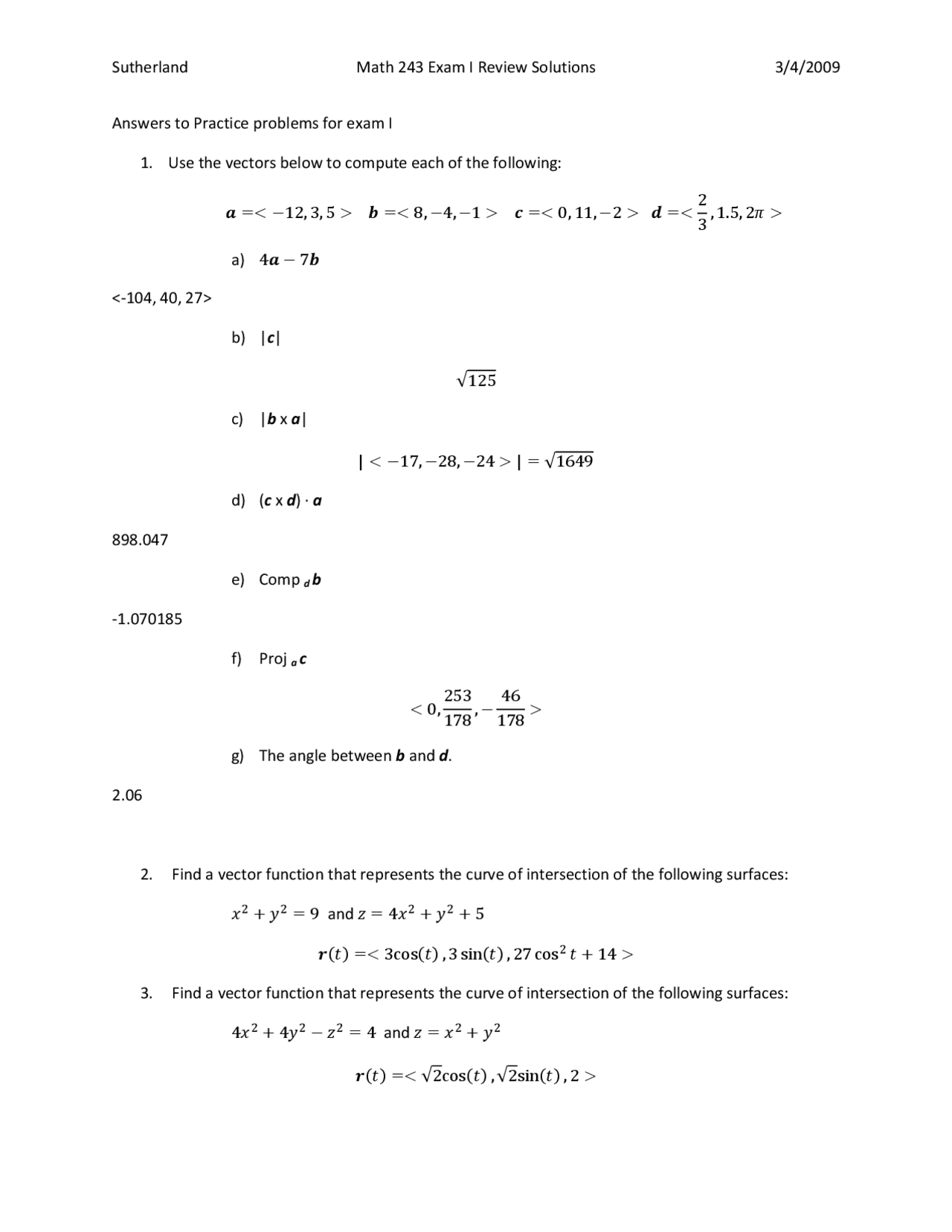 11 Problems On Orthogonal Equations Exam I Math 243 Examens