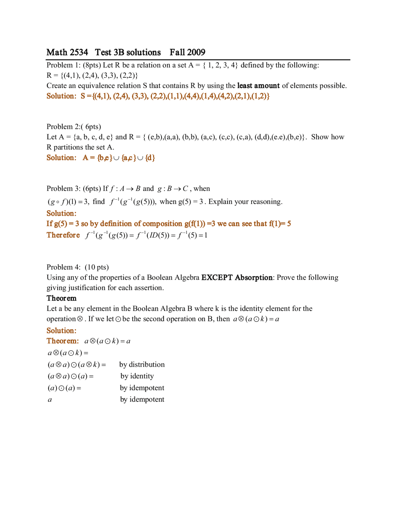 Test 3B with Resolution - Introduction to Discrete Mathematics | MATH ...