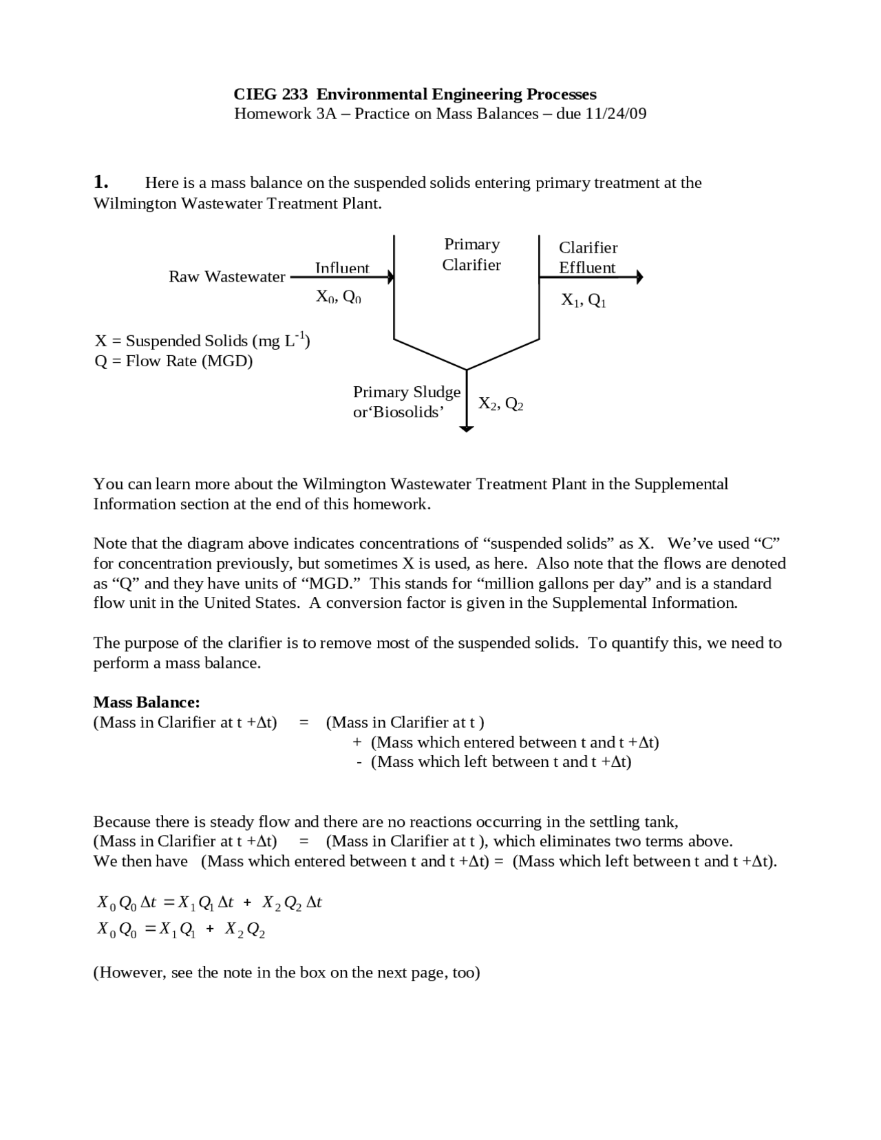 Homework 3a Environmental Engineering Processes Cieg 233 Docsity