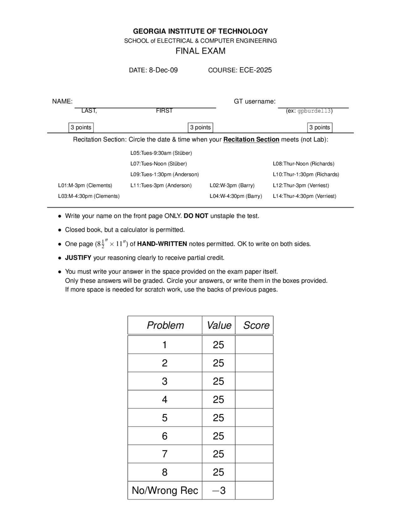 Introduction To Signal Processing Final Exam Ece 2025 Exams Electrical And Electronics