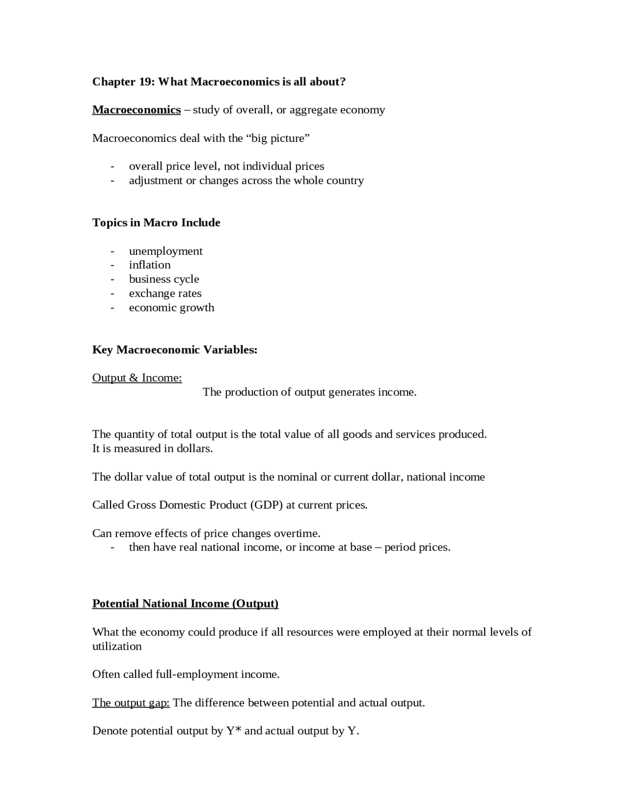 What Macroeconomic Is All About Notes Docsity
