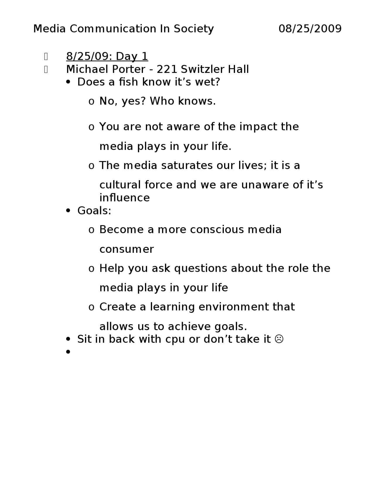 Notes On Goals Media Communication In Society Commun 2100 Docsity