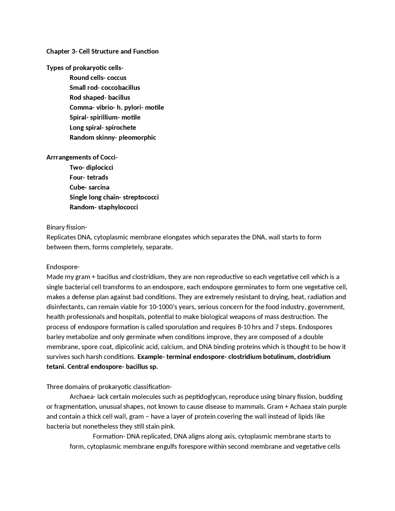 Cell Structure and Function - Review Sheet | MICROB 3200 - Docsity