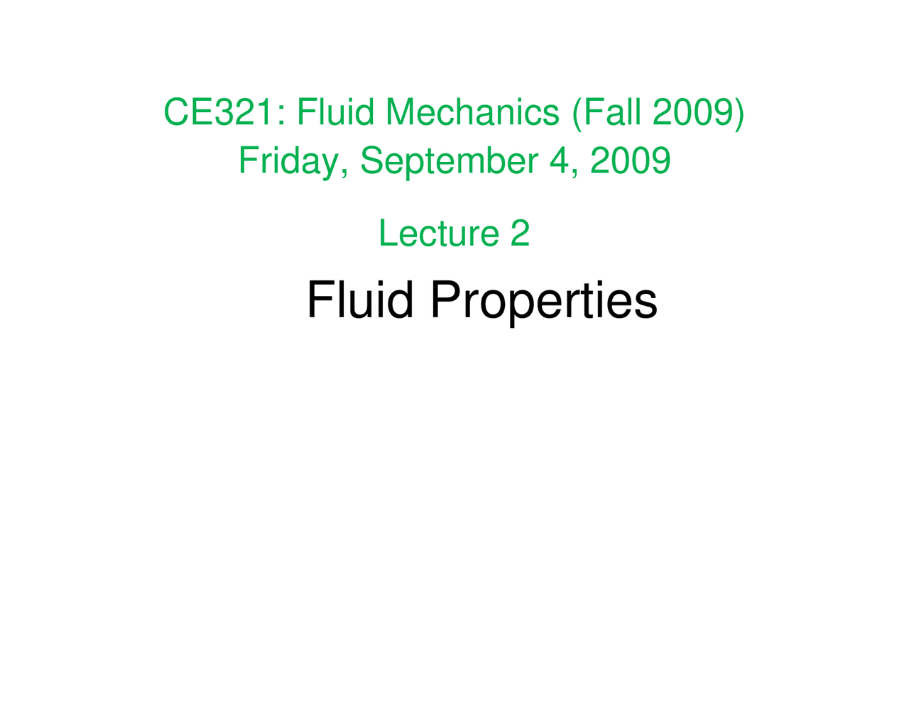 Fluid Properties Lecture Slides Ce 321 Docsity