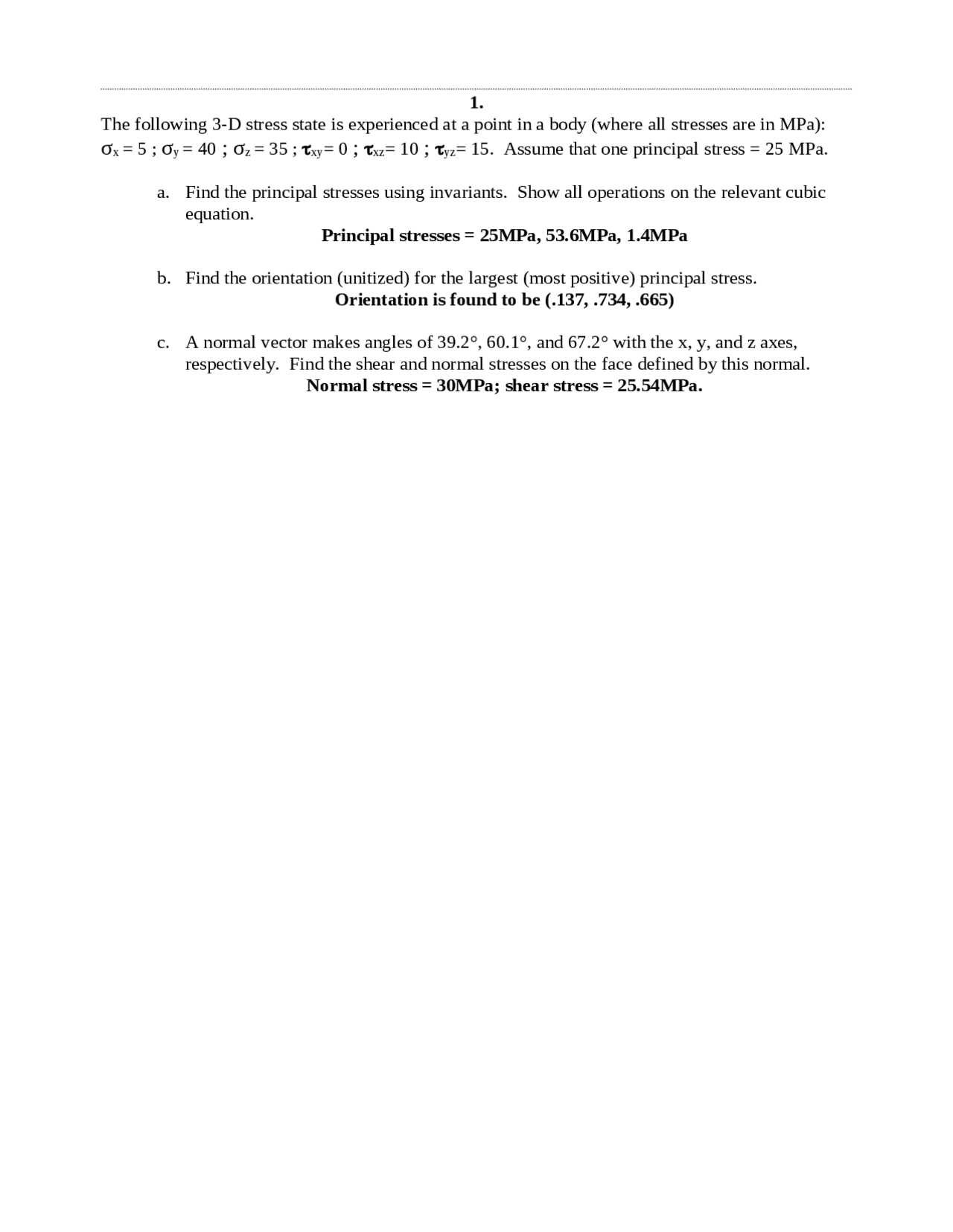 Exam 1 Practice Questions - Solid Mechanics | EGM 3601 - Docsity