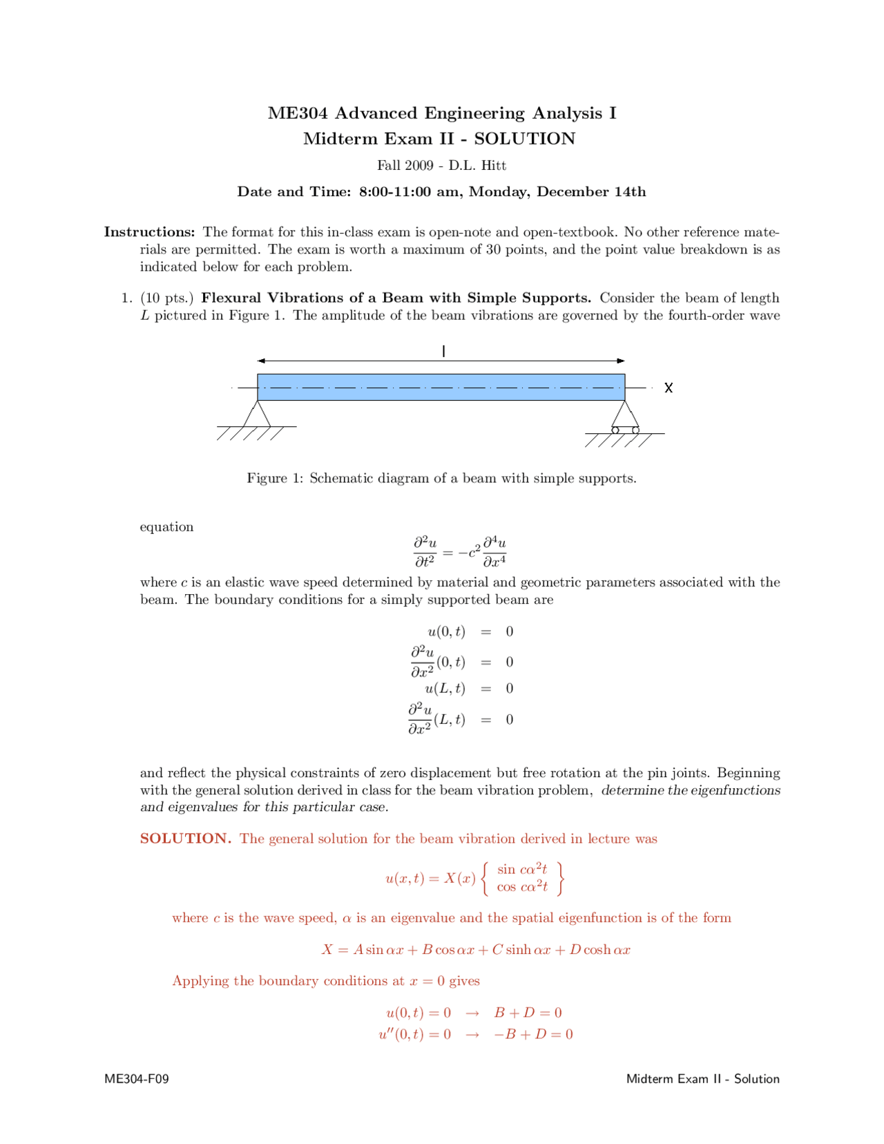 Midterm Exam 2 With Solution Advanced Engineering Analysis I Me 304
