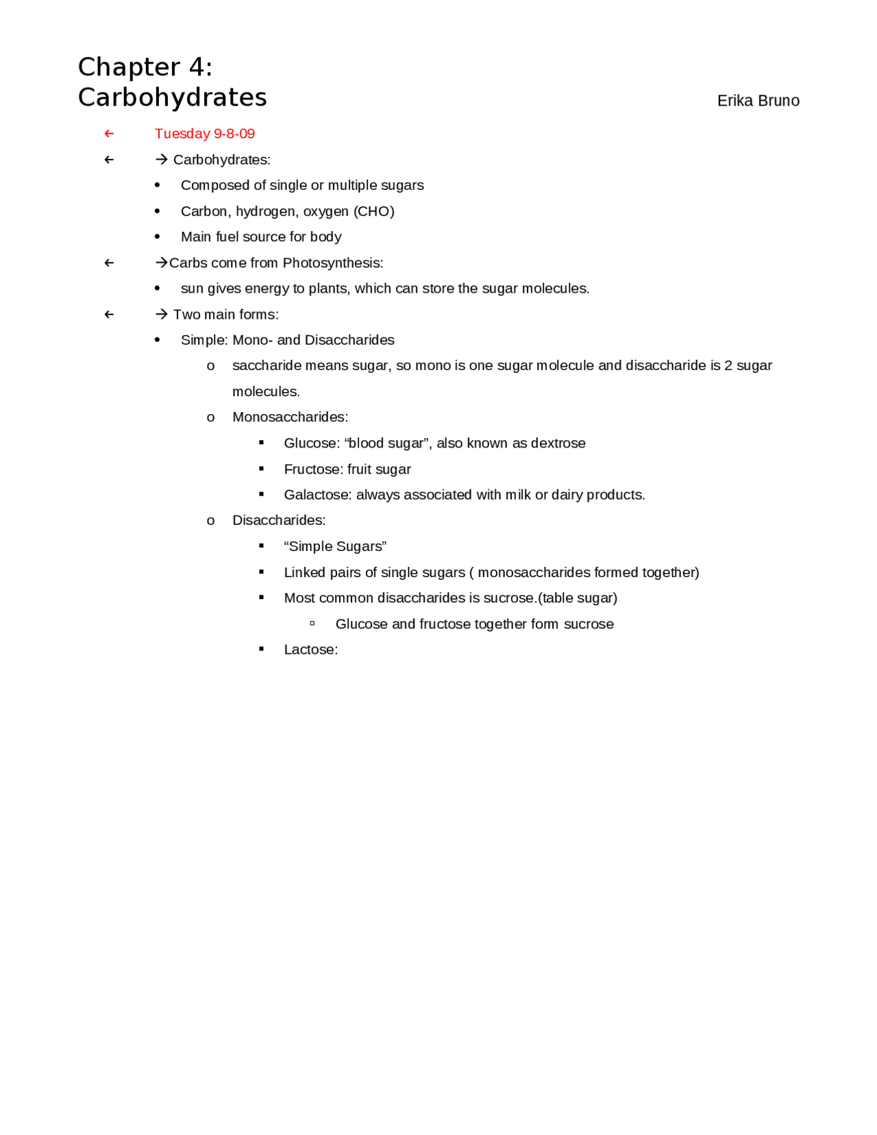 Notes on Carbohydrates - Complete Chapter Handout | NUFS 2000 - Docsity
