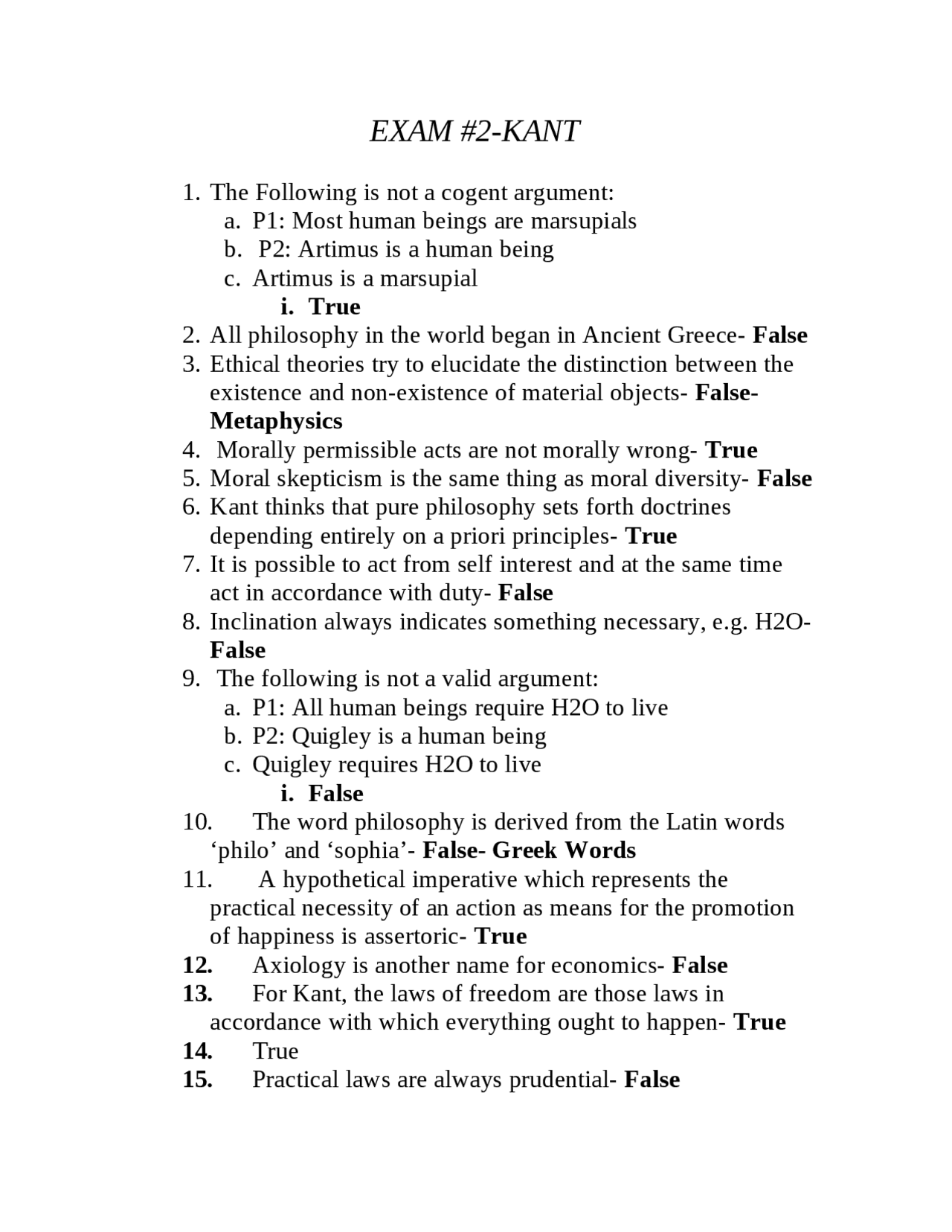 Solutions To Exam 2 Introduction To Ethics Phil 1175 Docsity