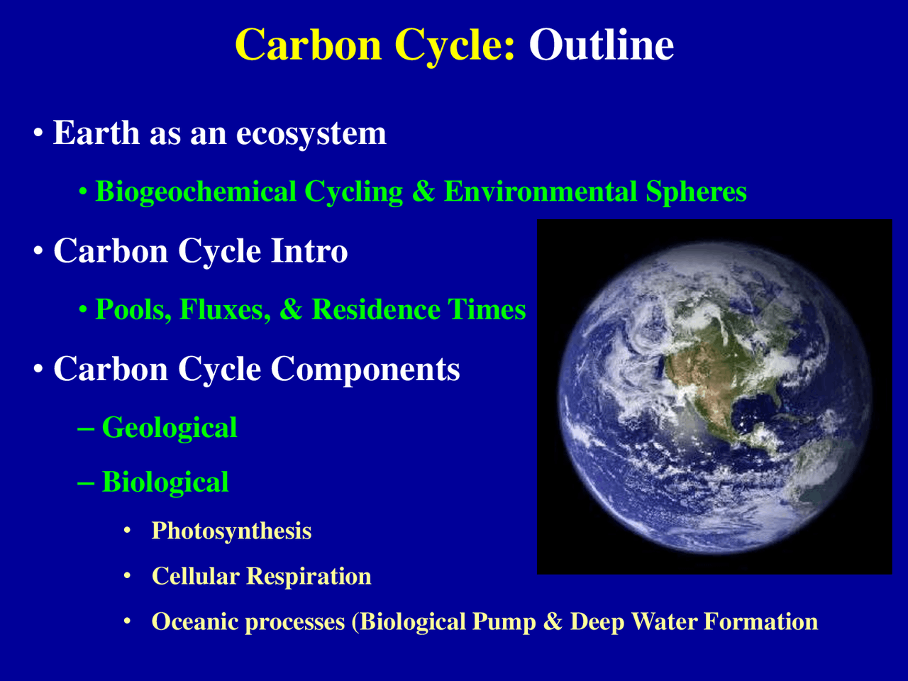 Notes on Carbon Cycle - Introduction to the Environmental Sciences ...
