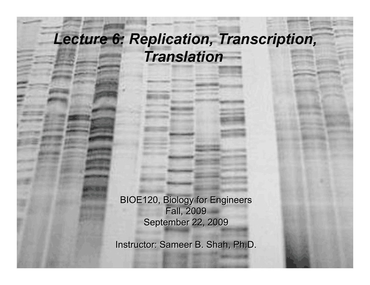 Replication Transcription And Translation Biology For Engineers