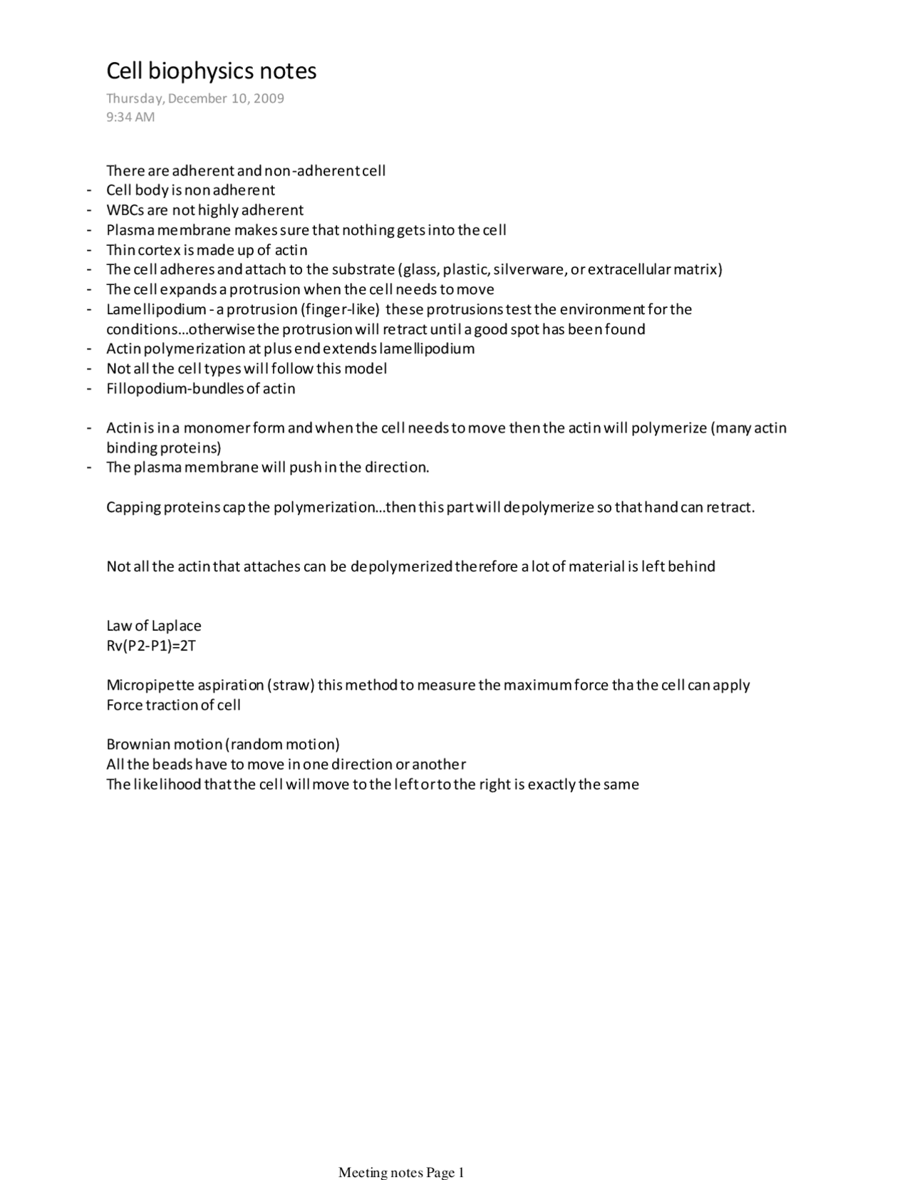 Cell Biophysics Notes Biology For Engineers Bioe 120 Docsity