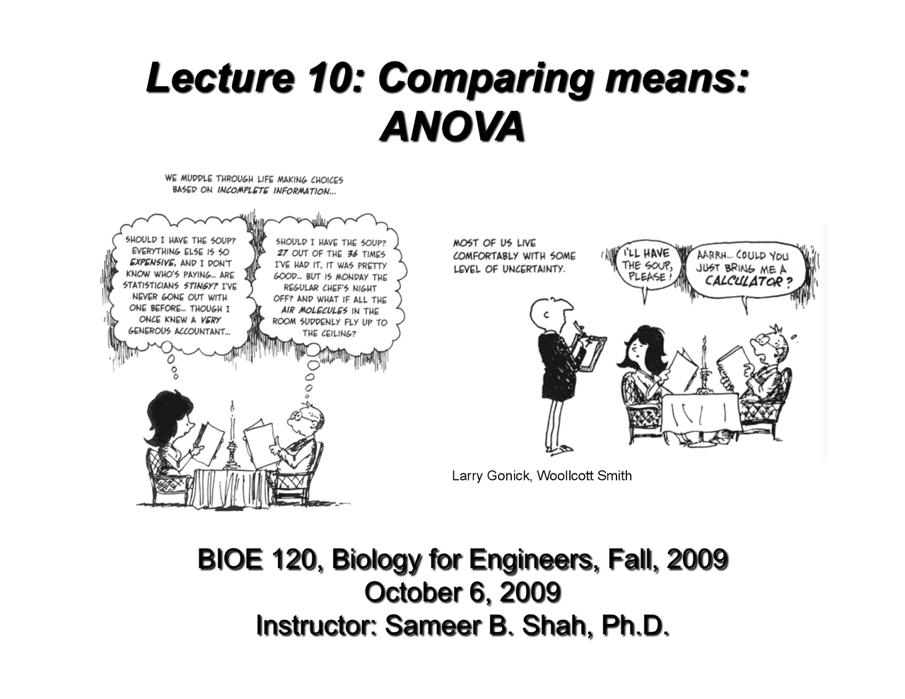 Lecture Notes On Comparing Means Anova Biology For Engineers Bioe
