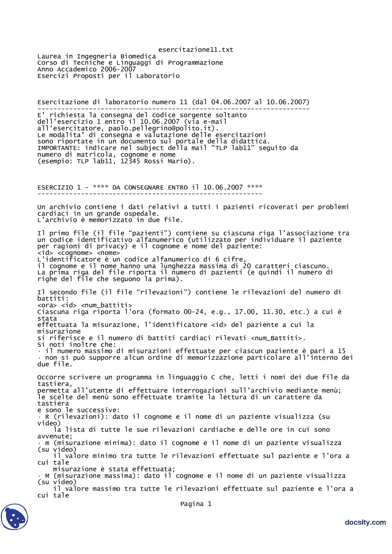 Tecniche E Linguaggi Di Programmazione Esercitazione 11 Docsity