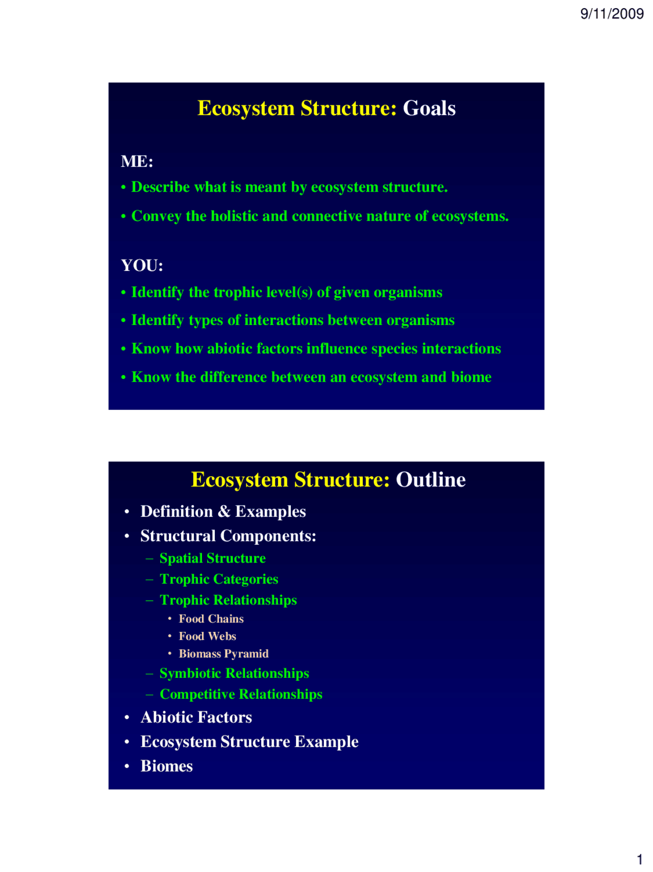 Ecosystem Structure: Goals - Lecture Slides | ENST 202 | Study notes ...