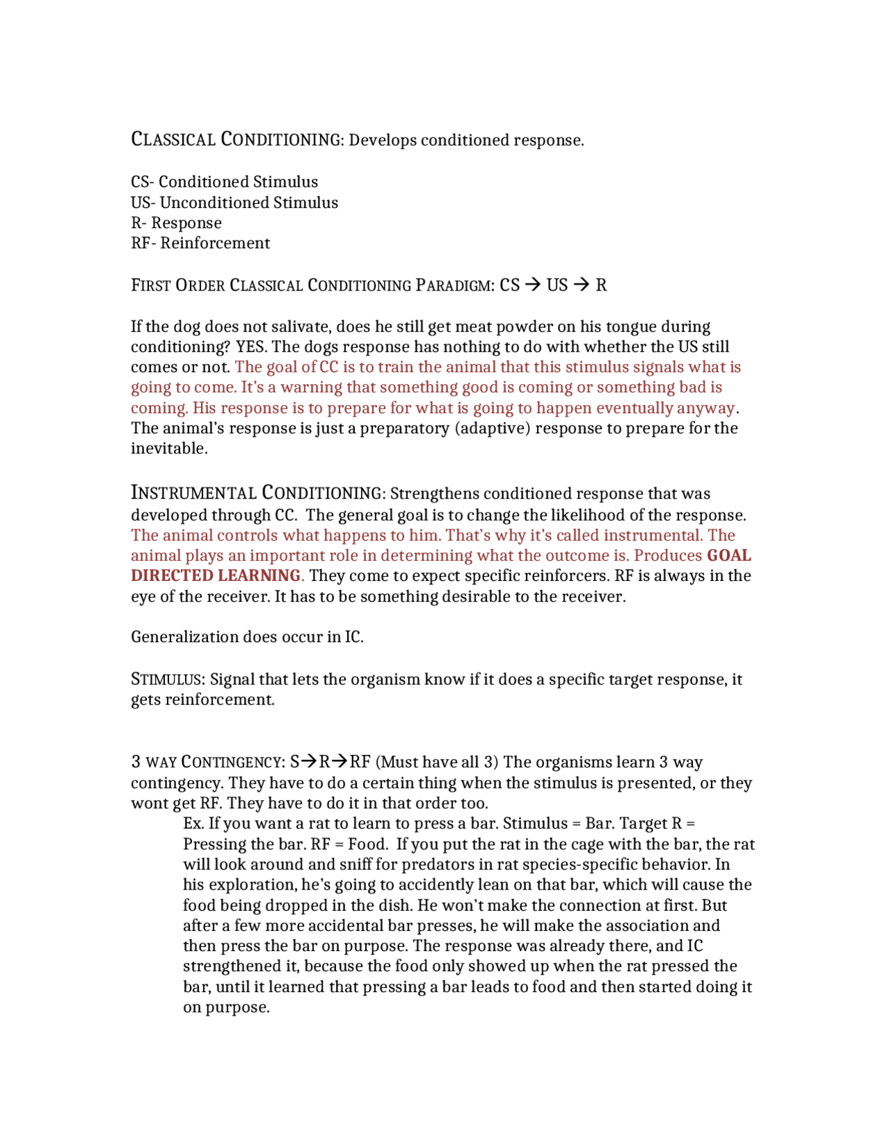 Notes On Classical Conditioning Develops Conditioned Response Psy