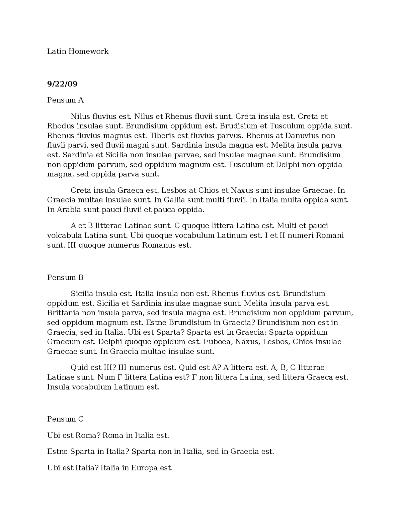 Homework Practice Problems - Elementary Latin | LATI 1010 | Assignments Latin language | Docsity