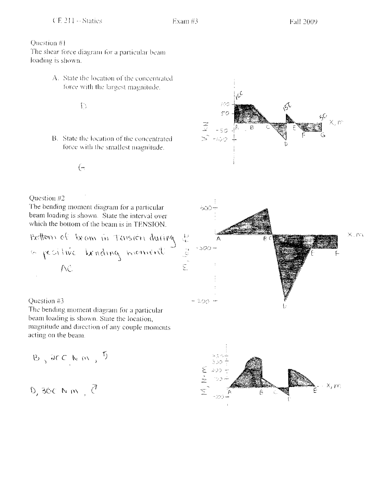 Statistics Solutions To Exam 3 C E 211 Exams Statics Docsity