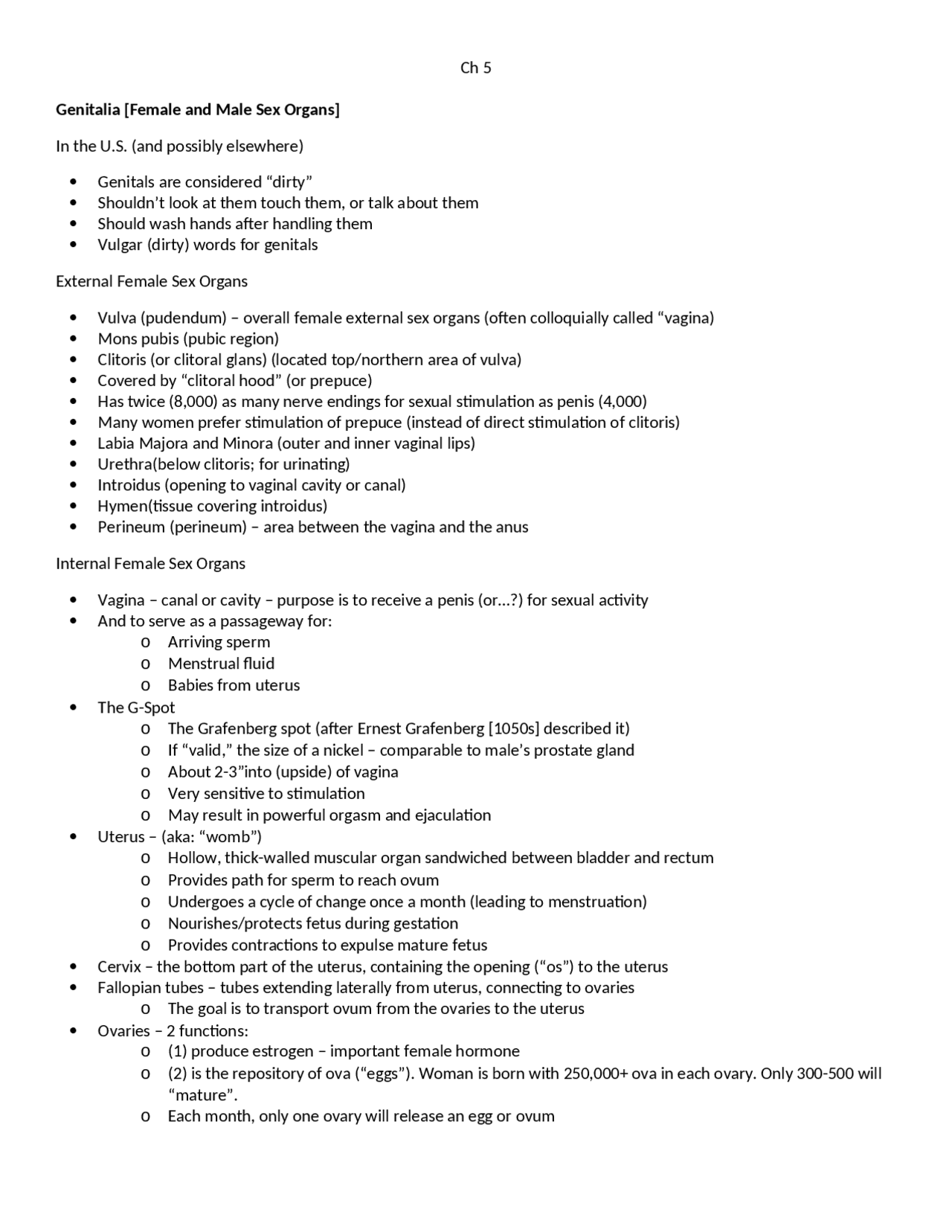 Genitalia Lecture Notes Sexual Behavior Sop 2772 Docsity