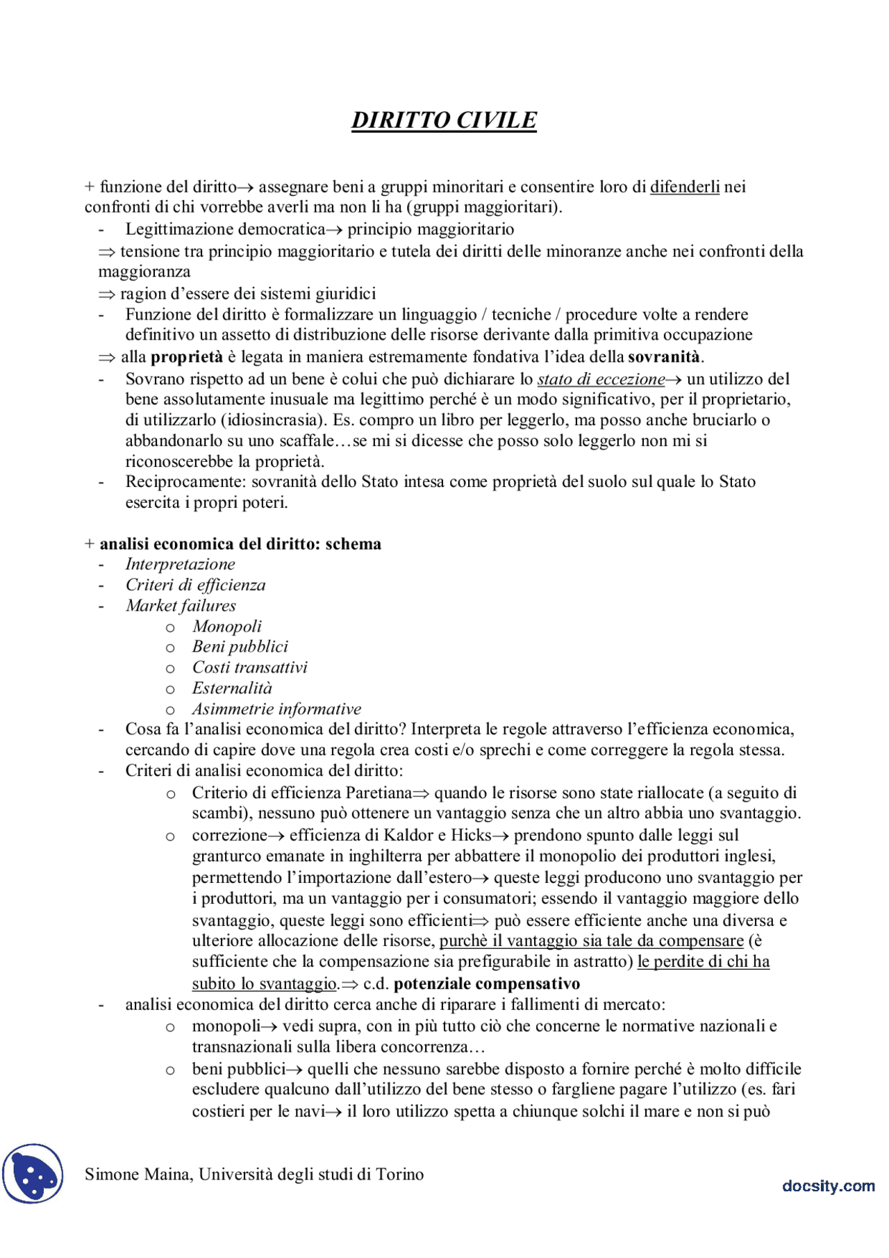 Riassunti Di Diritto Civile Parte 1 Sintesi Del Corso Di Diritto
