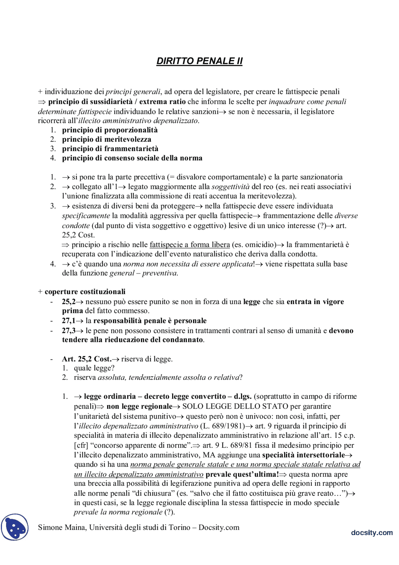 Riassunti Di Diritto Penale Ii Docsity