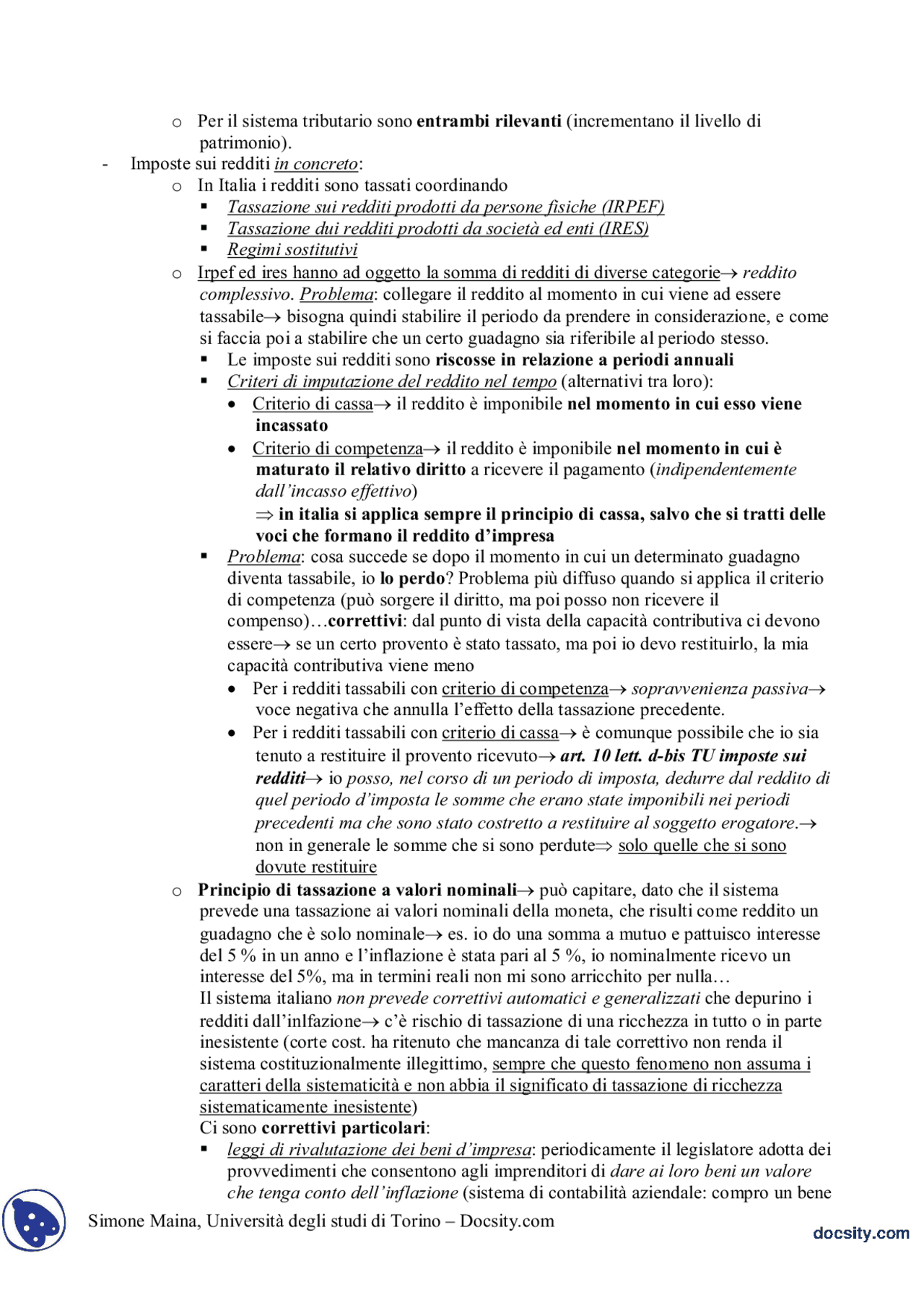 Riassunti Di Diritto Tributario Parte 2 Docsity