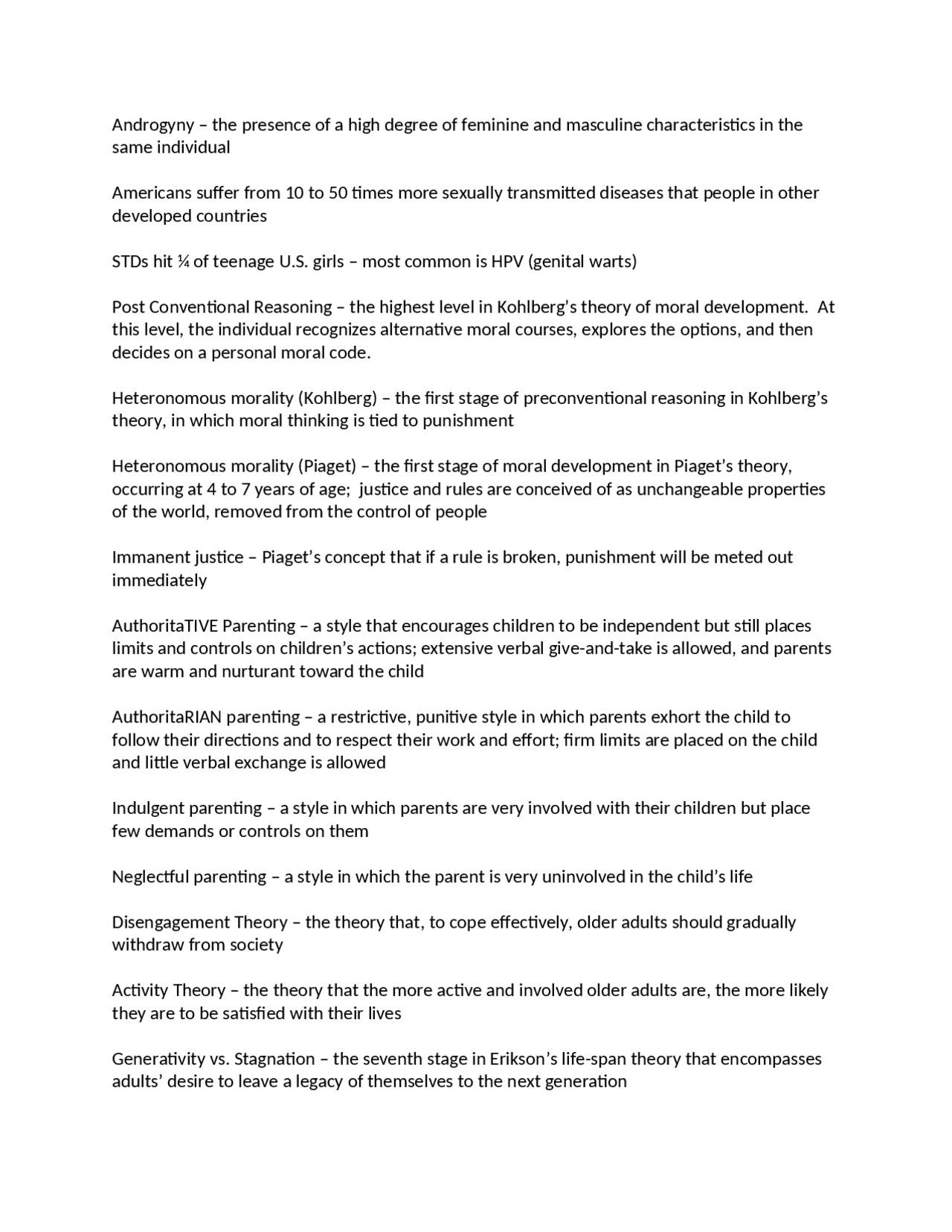 Androgyny Introduction To Human Development Notes Hdfs 105 Docsity
