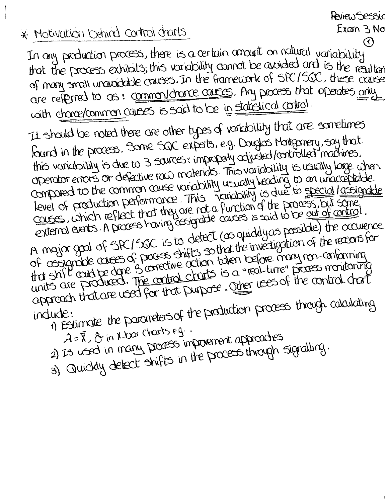 Motivation Behind Control System - Handwritten Notes | ISE 4404 - Docsity