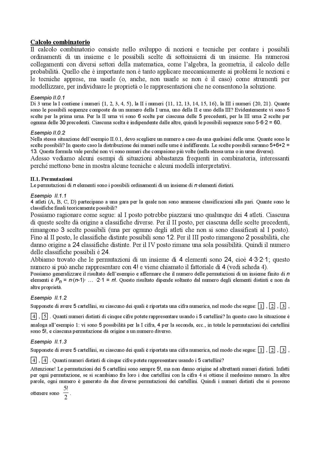 Appunti Di Algebra Calcolo Combinatorio Docsity